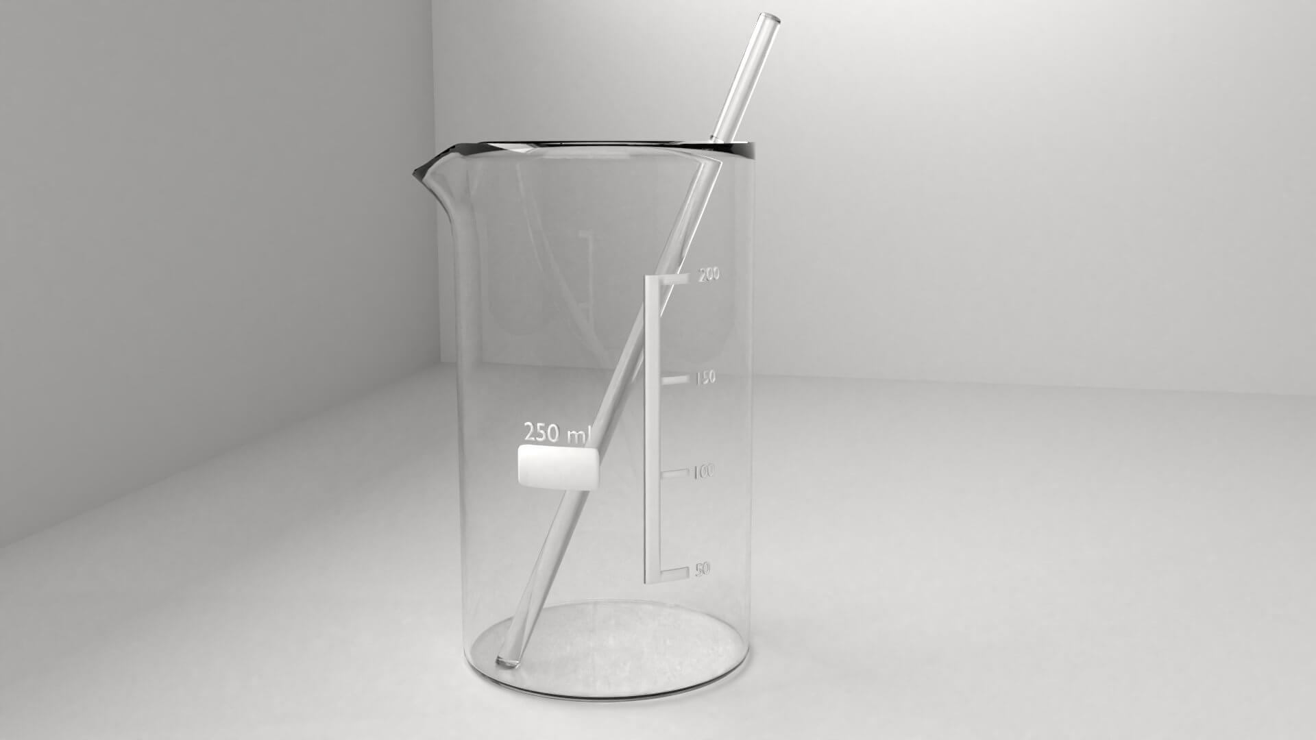 250 Ml Glass Beaker with Rod - 3D Model by unos