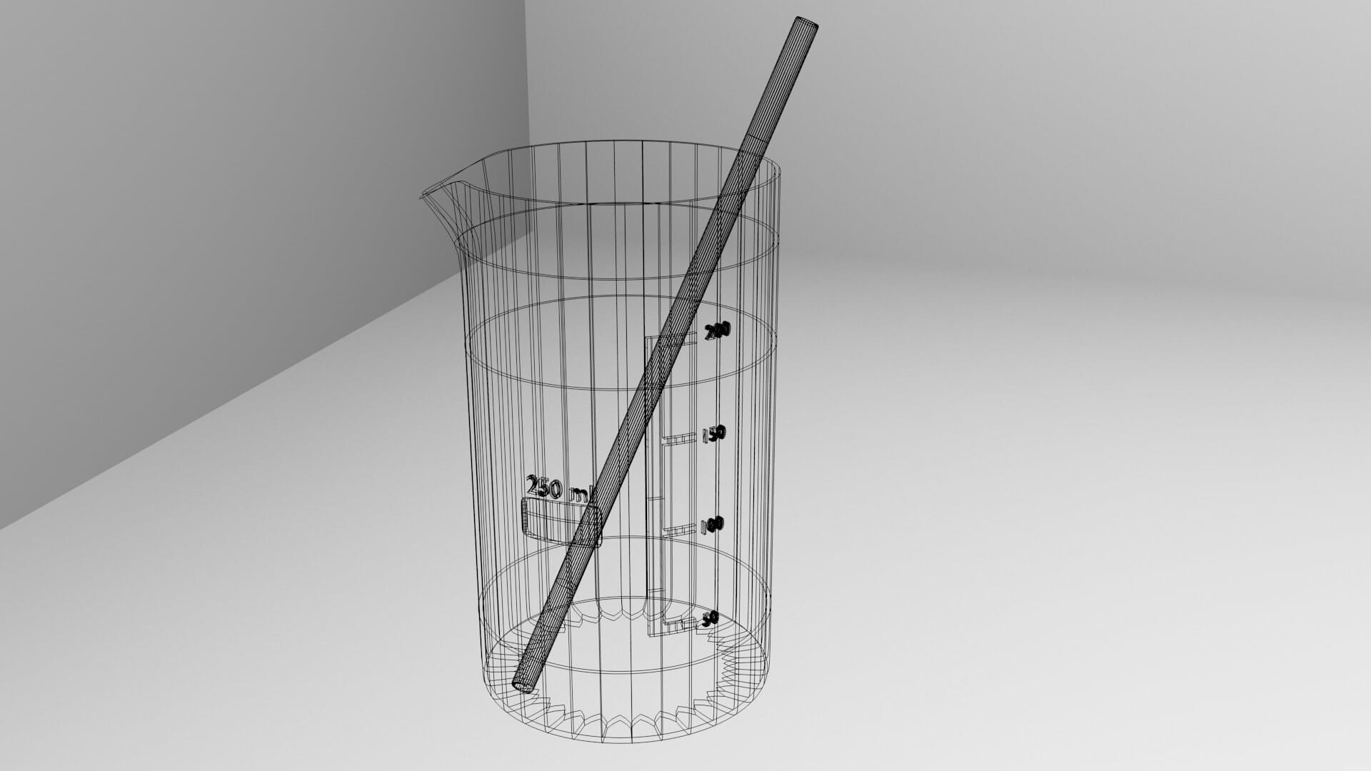 250 Ml Glass Beaker with Rod - 3D Model by unos