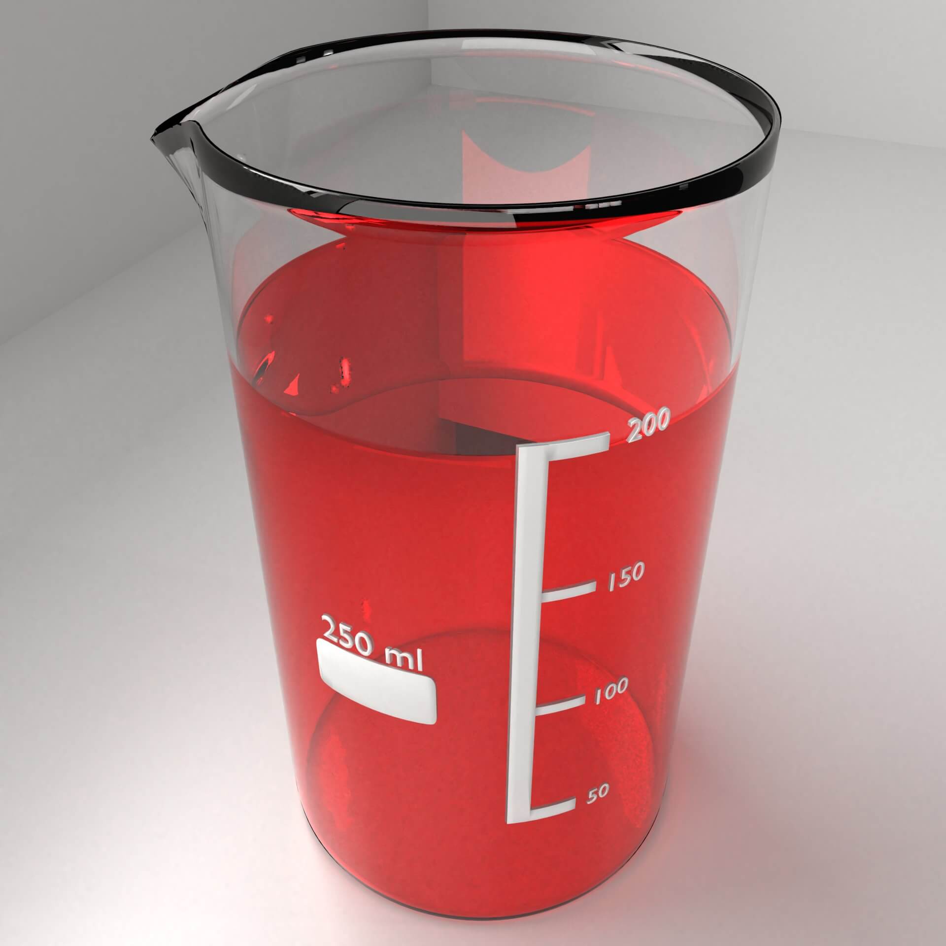 250ml Glass Beaker with Liquid - 3D Model by unos