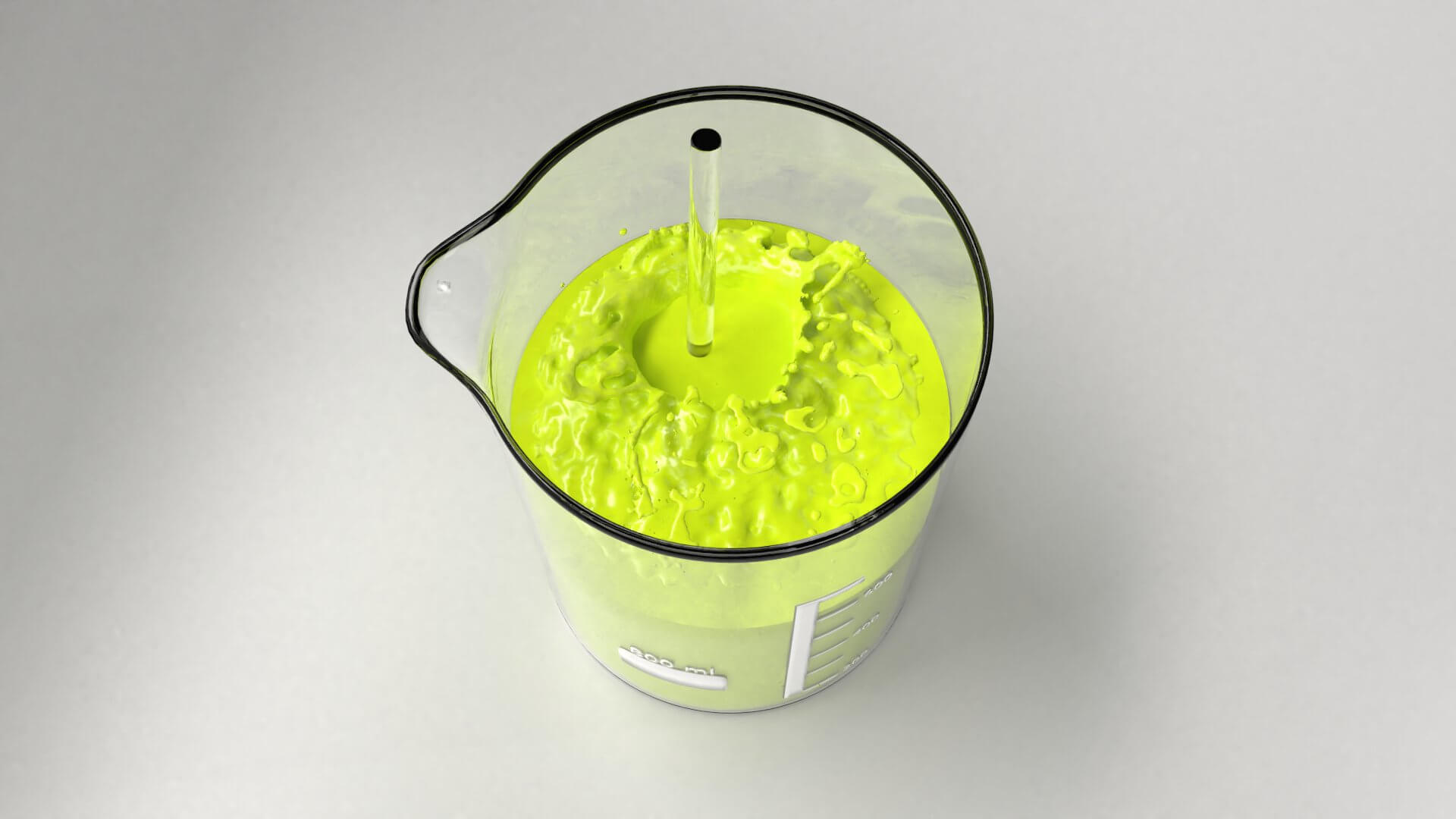 800 Ml Glass Beaker with Liquid 2 and Rod - 3D Model by unos
