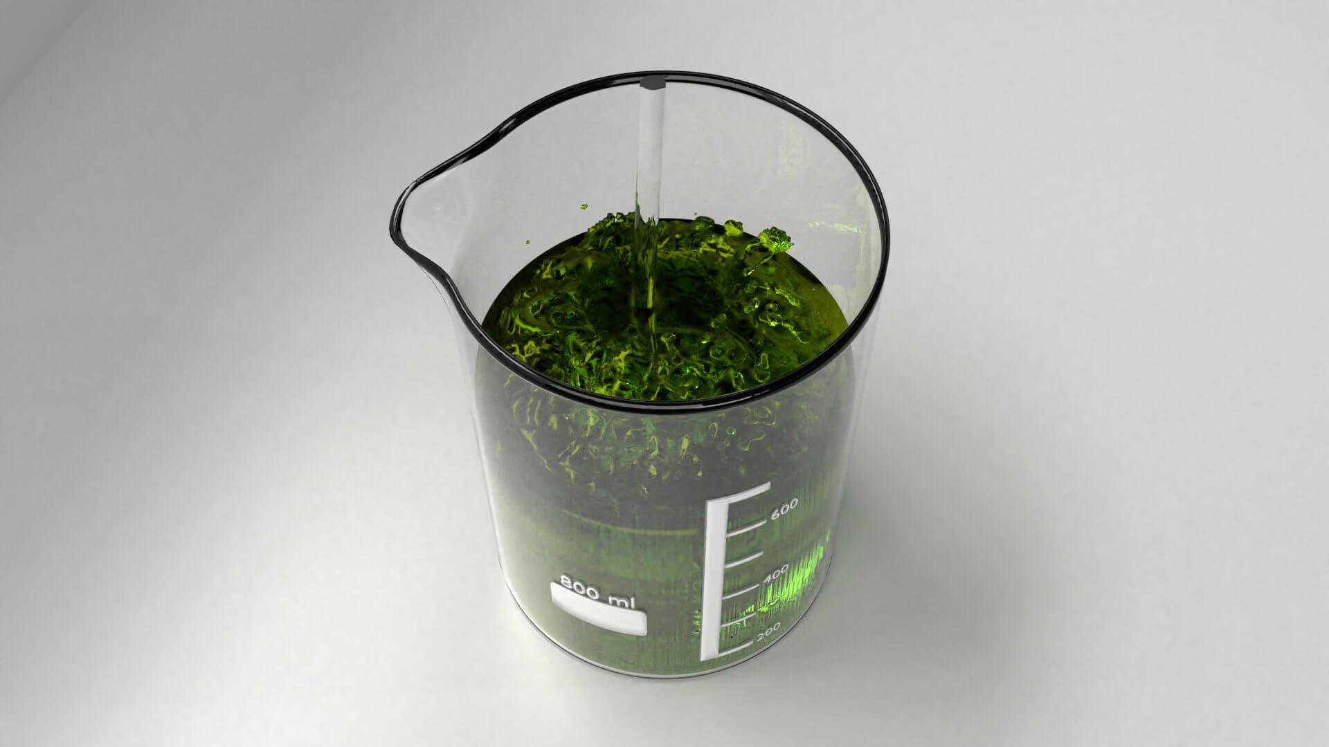 800 Ml Glass Beaker with Liquid and Rod - 3D Model by unos