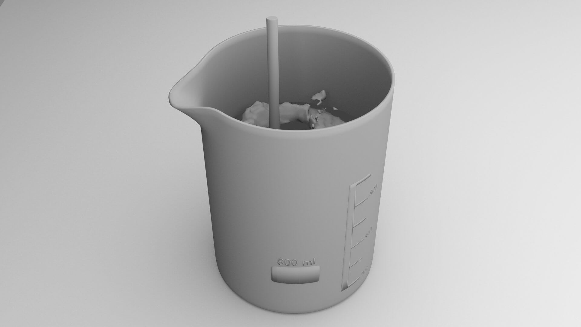 800 Ml Glass Beaker with Liquid and Rod - 3D Model by unos