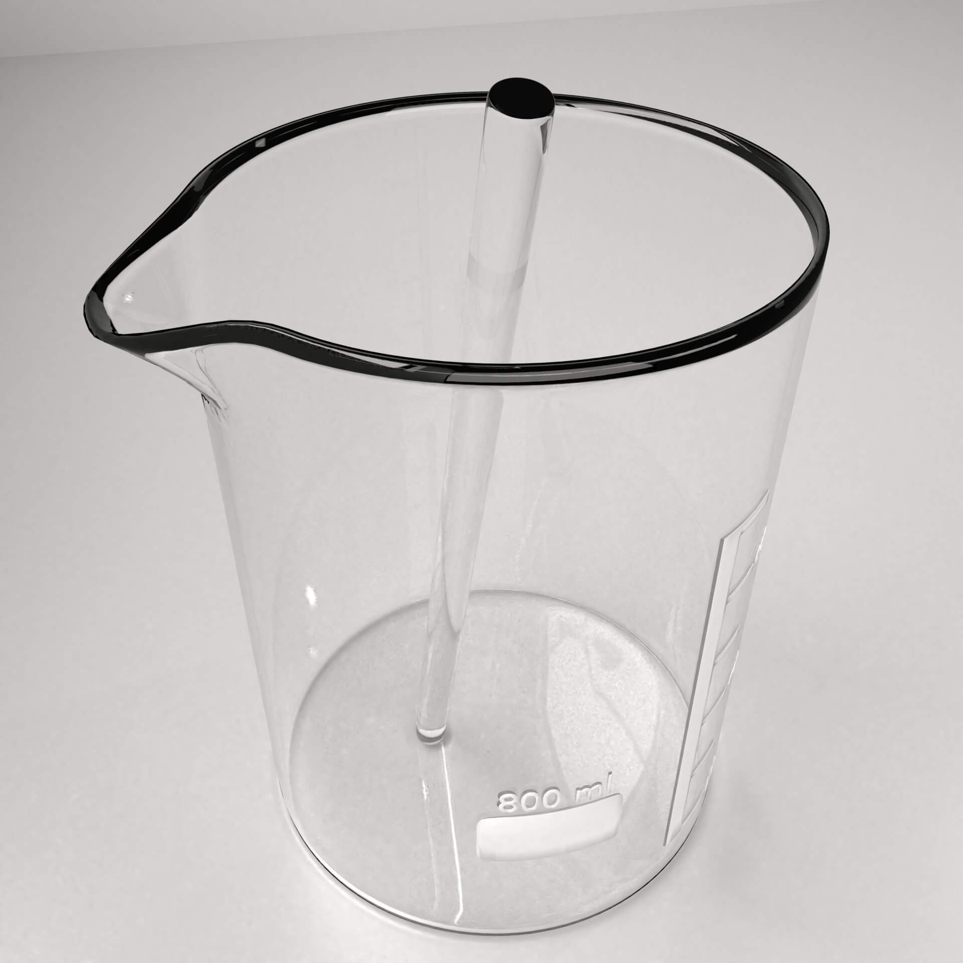 800 Ml Glass Beaker with Rod - 3D Model by unos