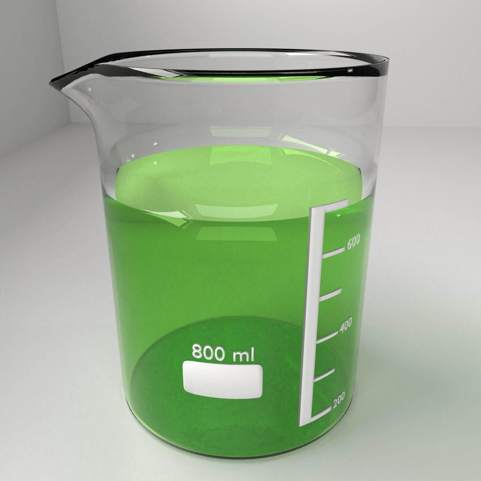 800ml Glass Beaker with Liquid - 3D Model by unos