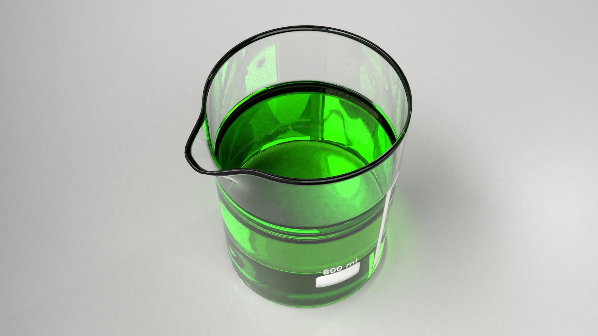 800ml Glass Beaker with Liquid - 3D Model by unos