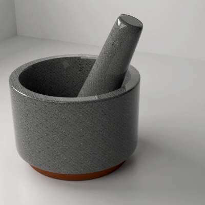 Ceramic Stone Mortar and Pestle 20 - 3D Model by unos