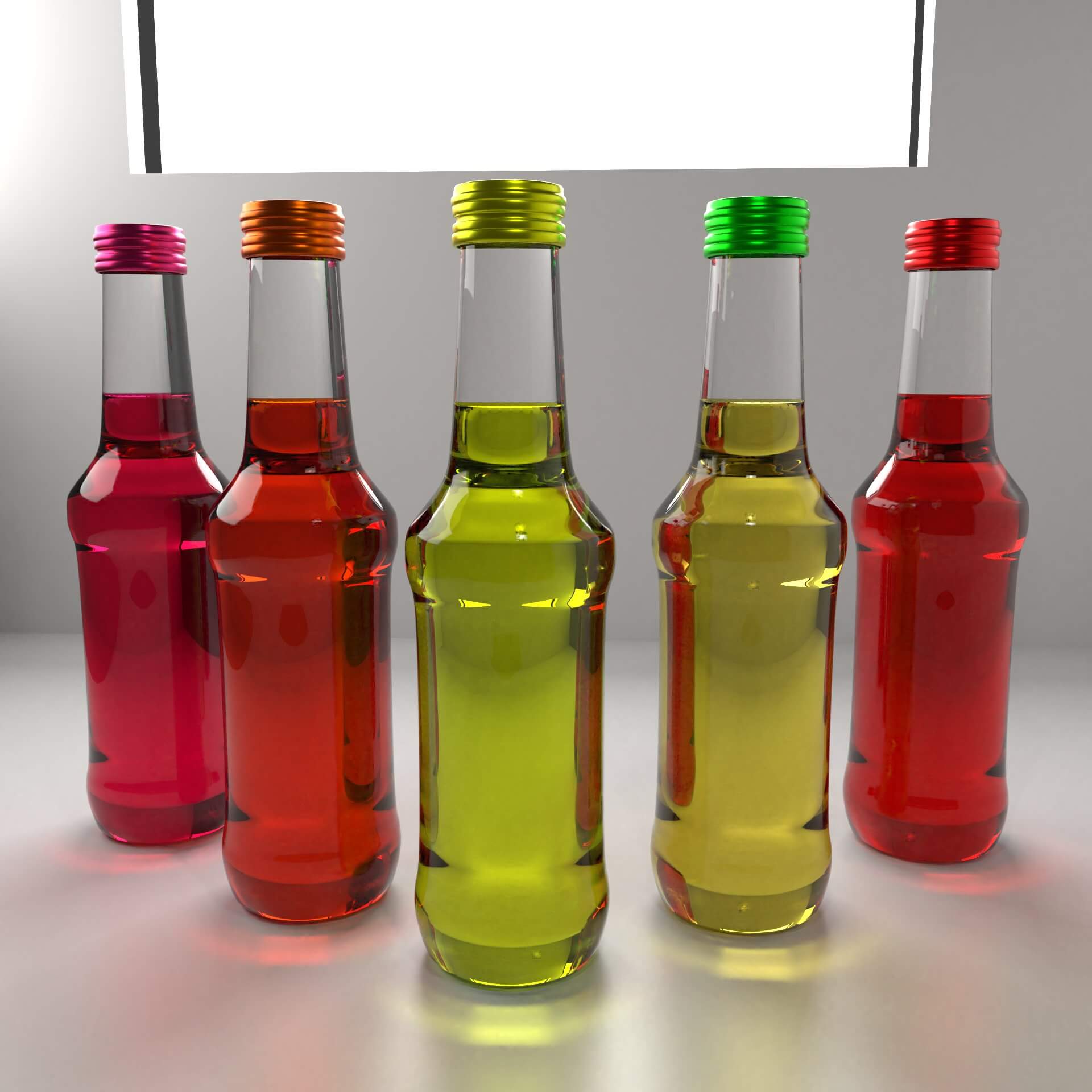 Glass Bottle 18 Assorted Colors with Liquid - 3D Model by unos