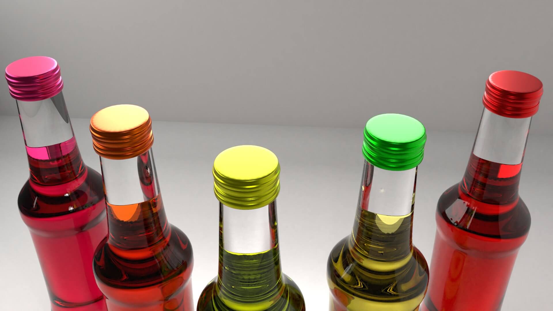 Glass Bottle 18 Assorted Colors with Liquid - 3D Model by unos