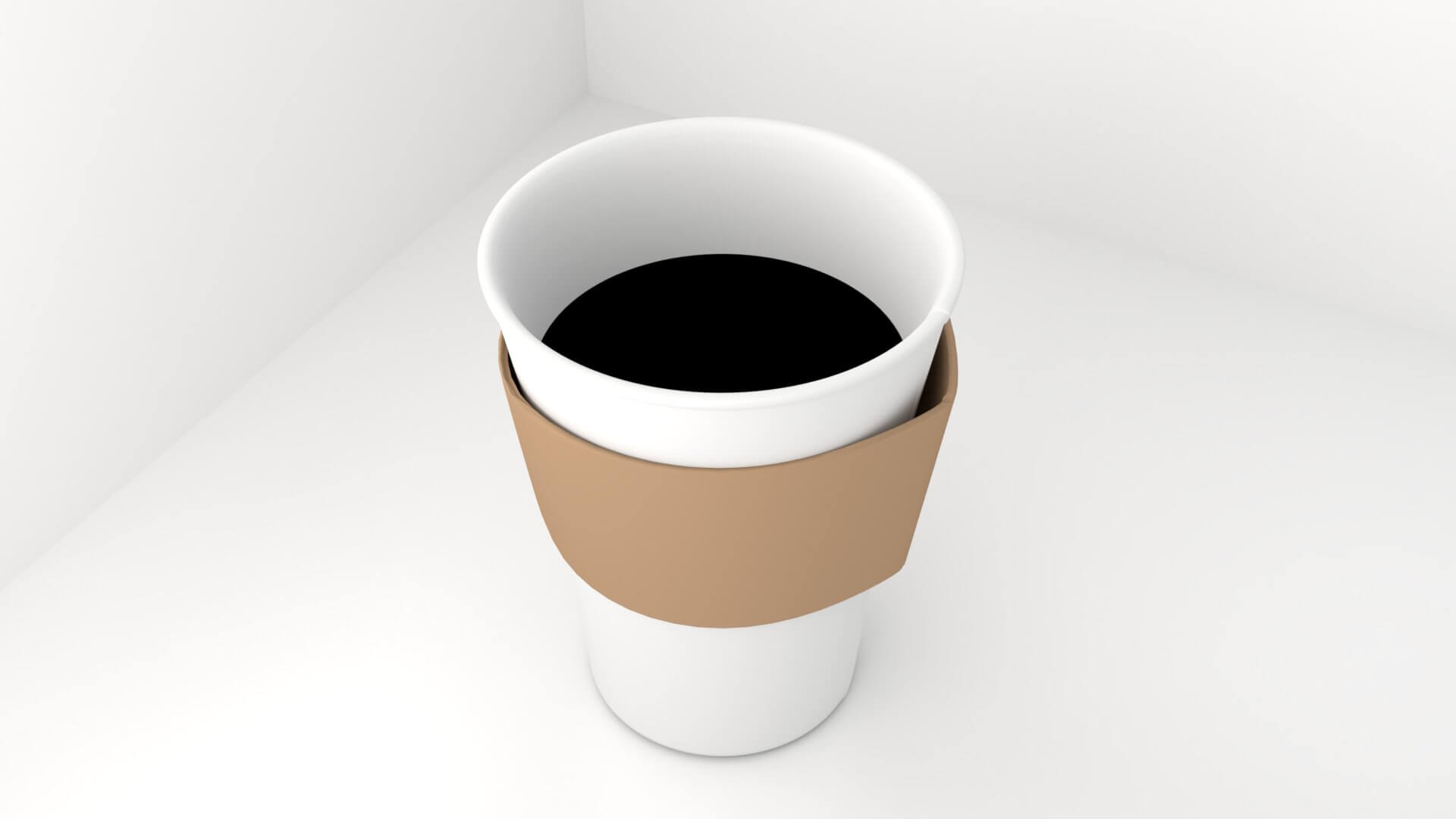 Large Paper Cup with Java Jacket and Coffee - 3D Model by unos