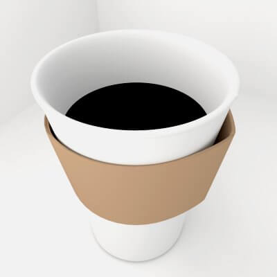 Large Paper Cup with Java Jacket and Coffee - 3D Model by unos