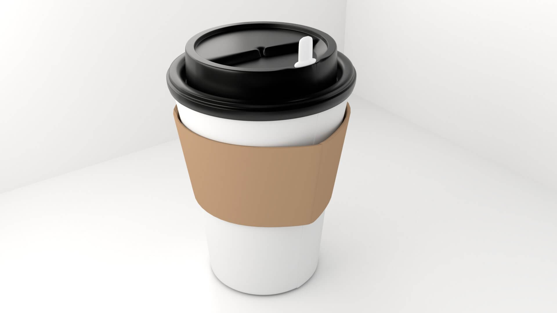 Large Paper Cup with Java Jacket and Stopper - 3D Model by unos