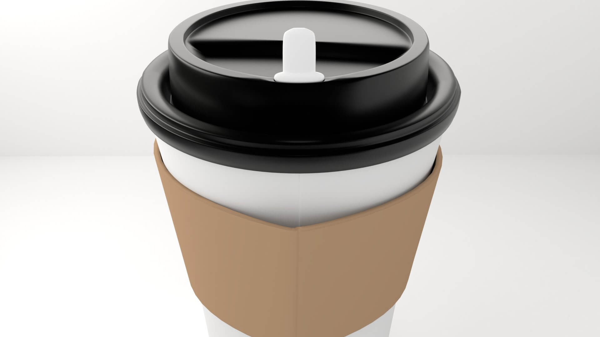 Large Paper Cup with Java Jacket and Stopper - 3D Model by unos
