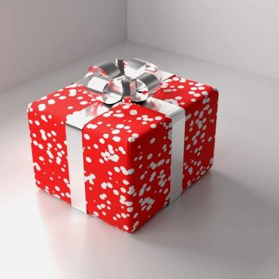 Red Polka Dot Gift Box 10 with Ribbon - 3D Model by unos