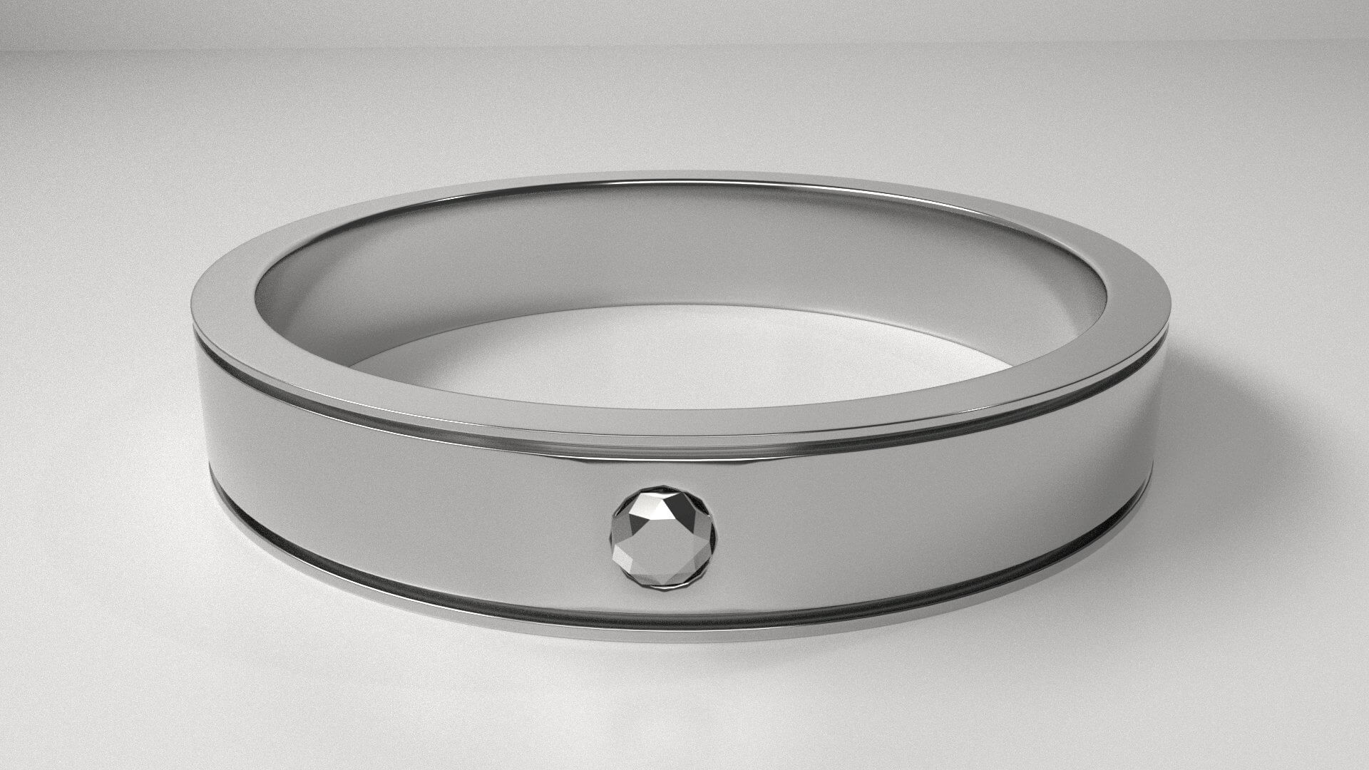 Silver Ring with Diamond - 3D Model by unos