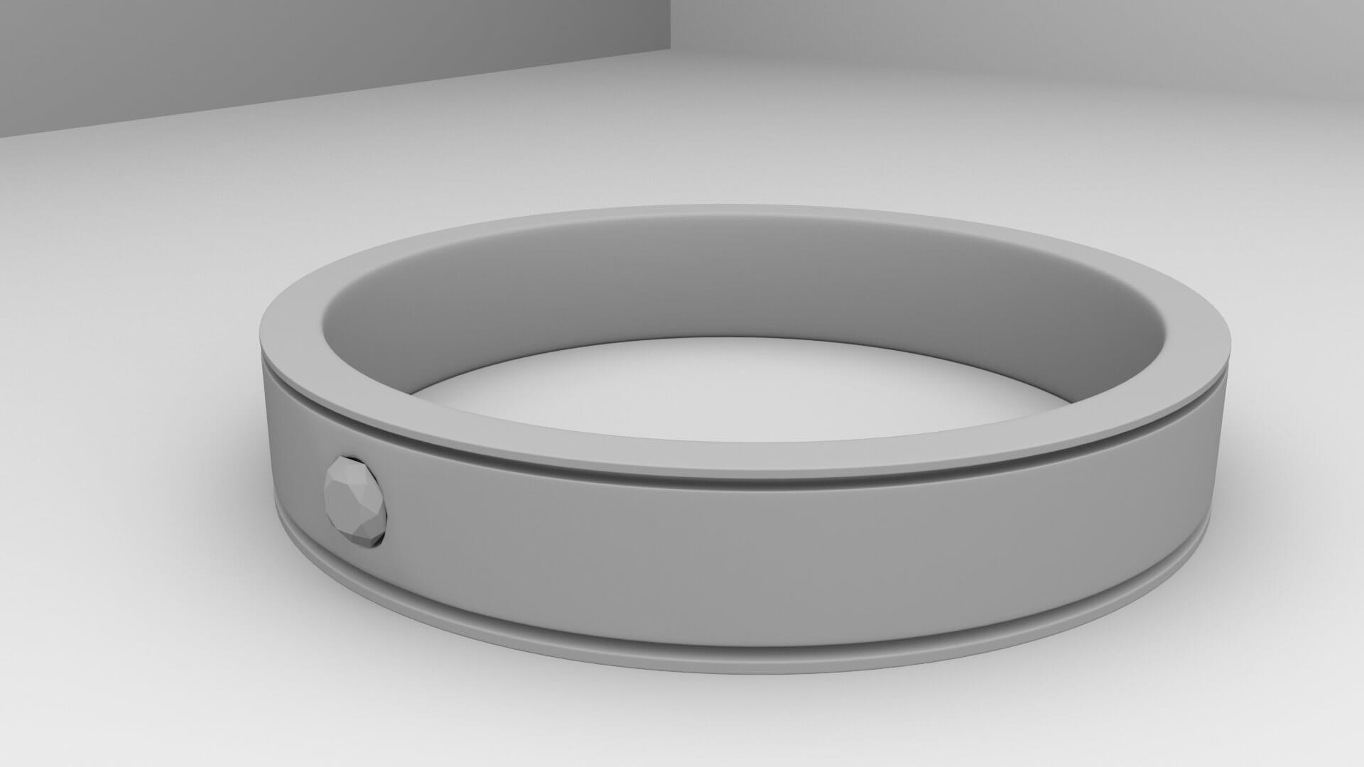 Silver Ring with Diamond - 3D Model by unos