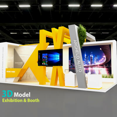 2 Side Exhibition Stall - 3D Model by unrealdeveloper