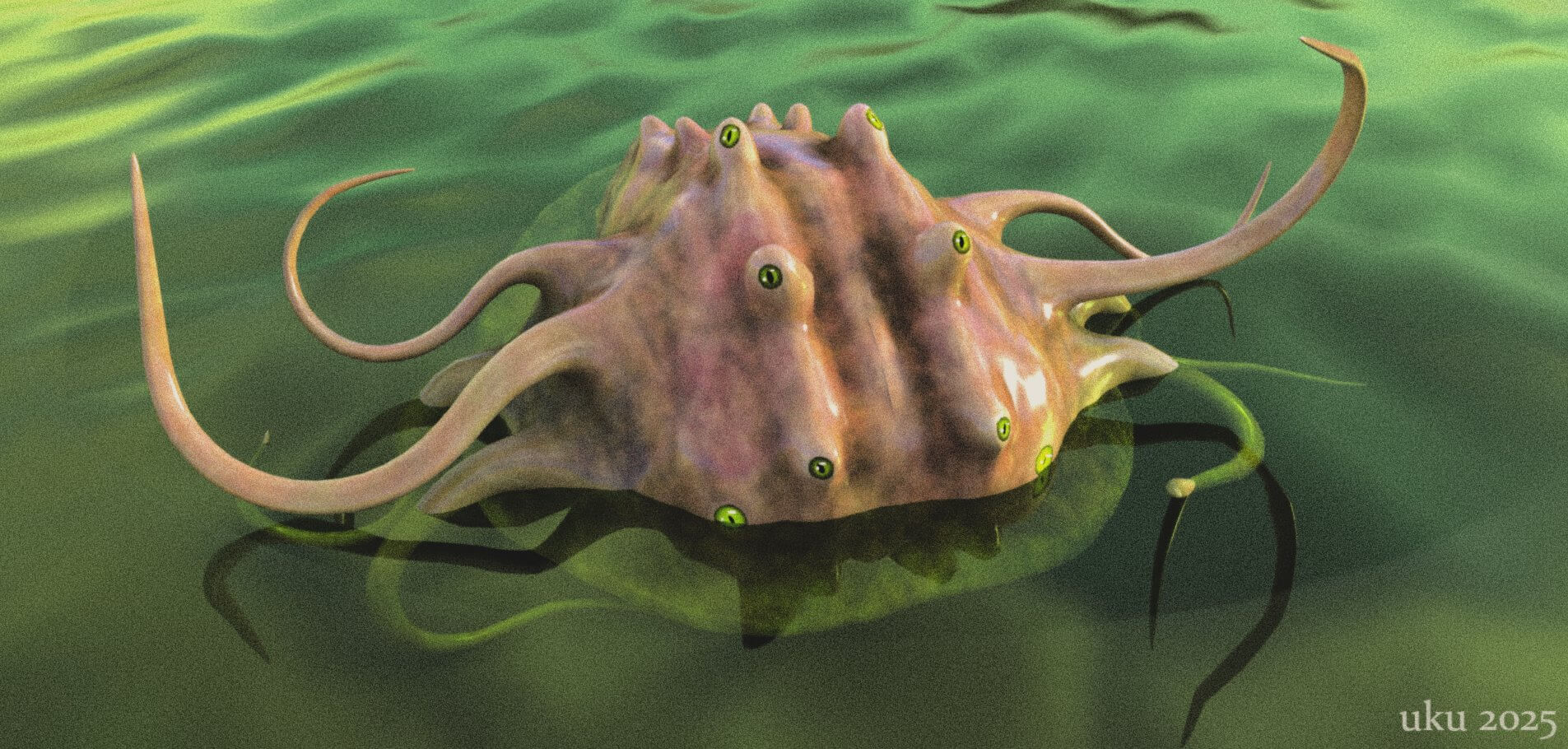 Lil slimy beastie sayin hi 3D Render, Digital Art by uqotus