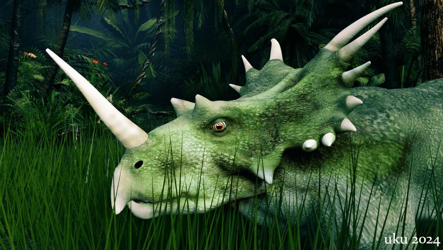 Styracosaurus 3D Render, Digital Art by uqotus
