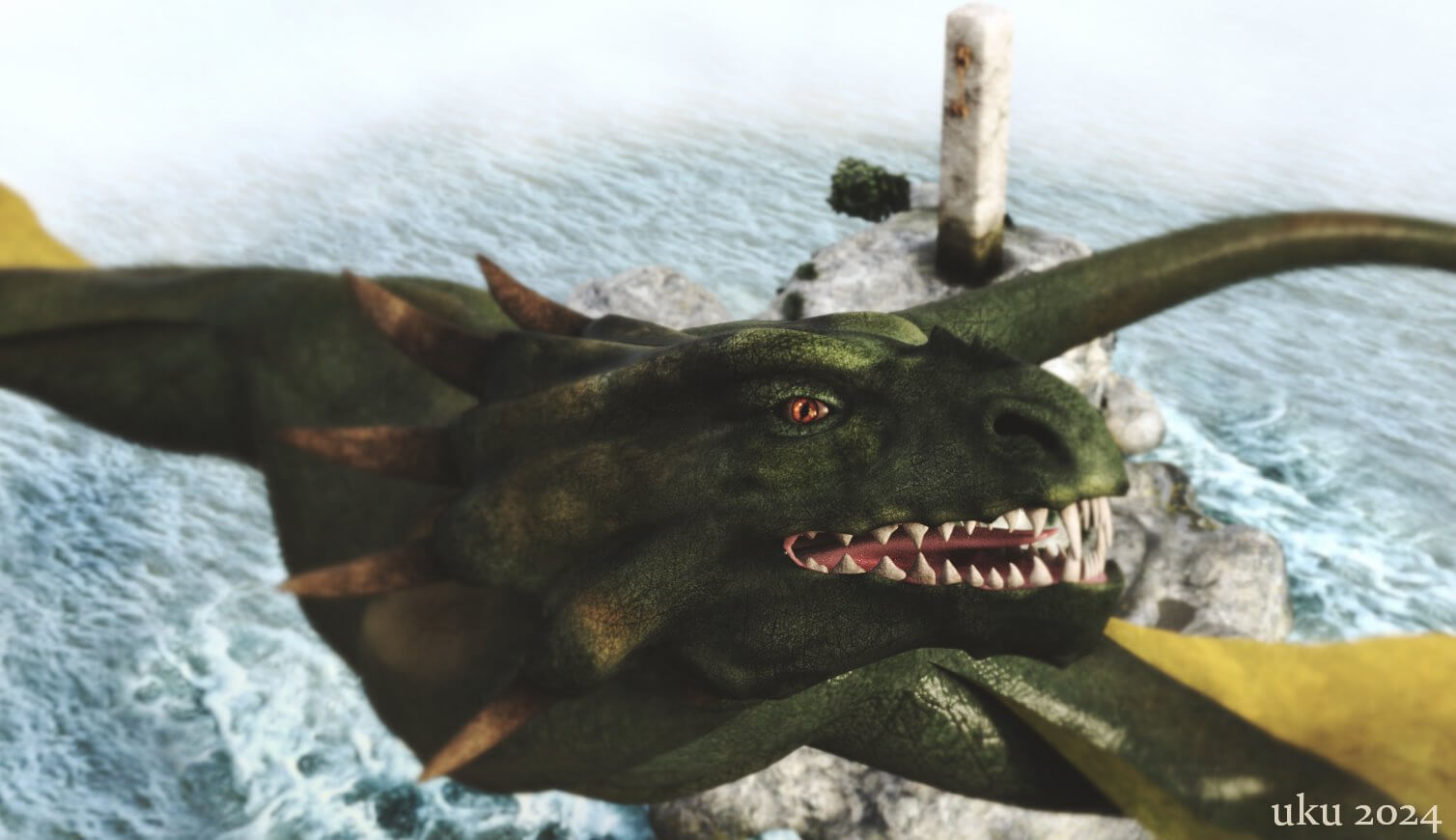 Wyvern's freedom 3D Render, Digital Art by uqotus