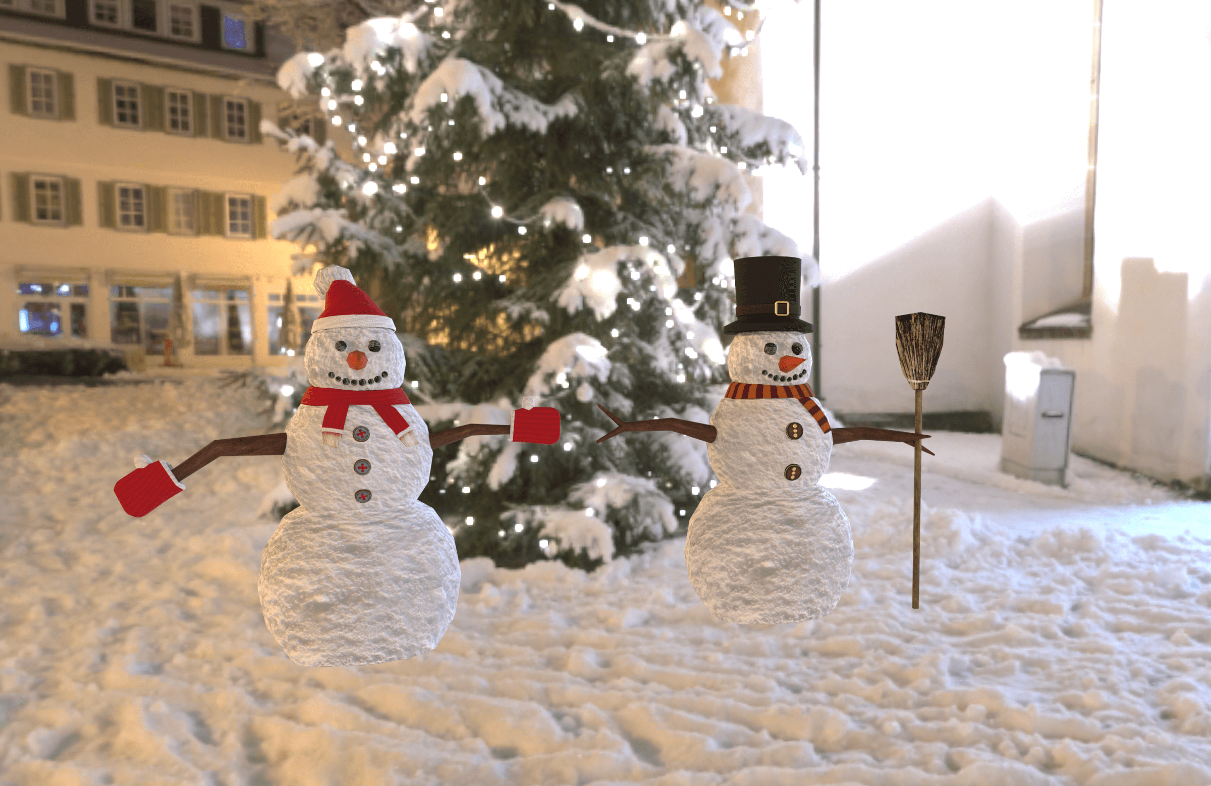 Snowmen 3D Render, Digital Art by Uragan27