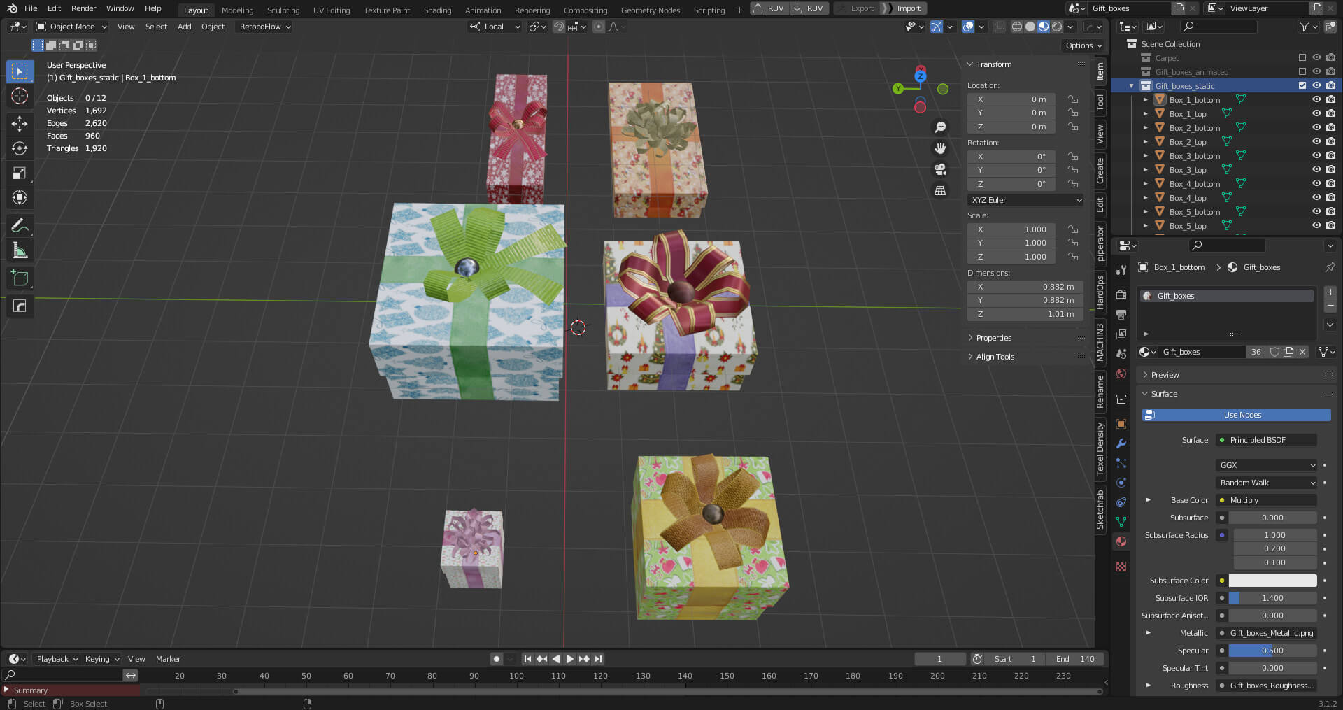 Gift Boxes - 3D Model by Uragan27