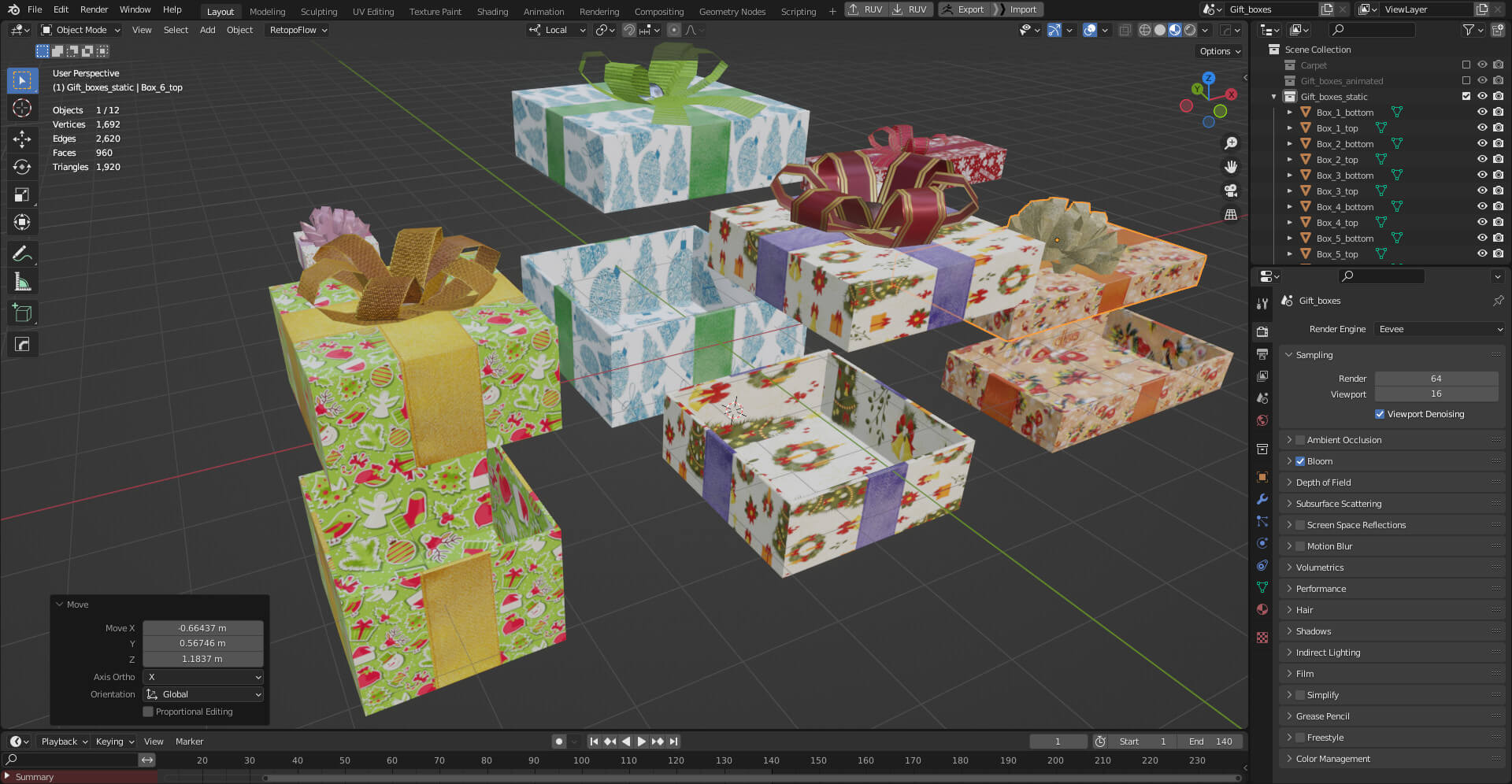 Gift Boxes - 3D Model by Uragan27