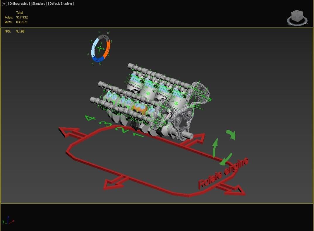 Animated Engine V8 - 3D Model by UralCG