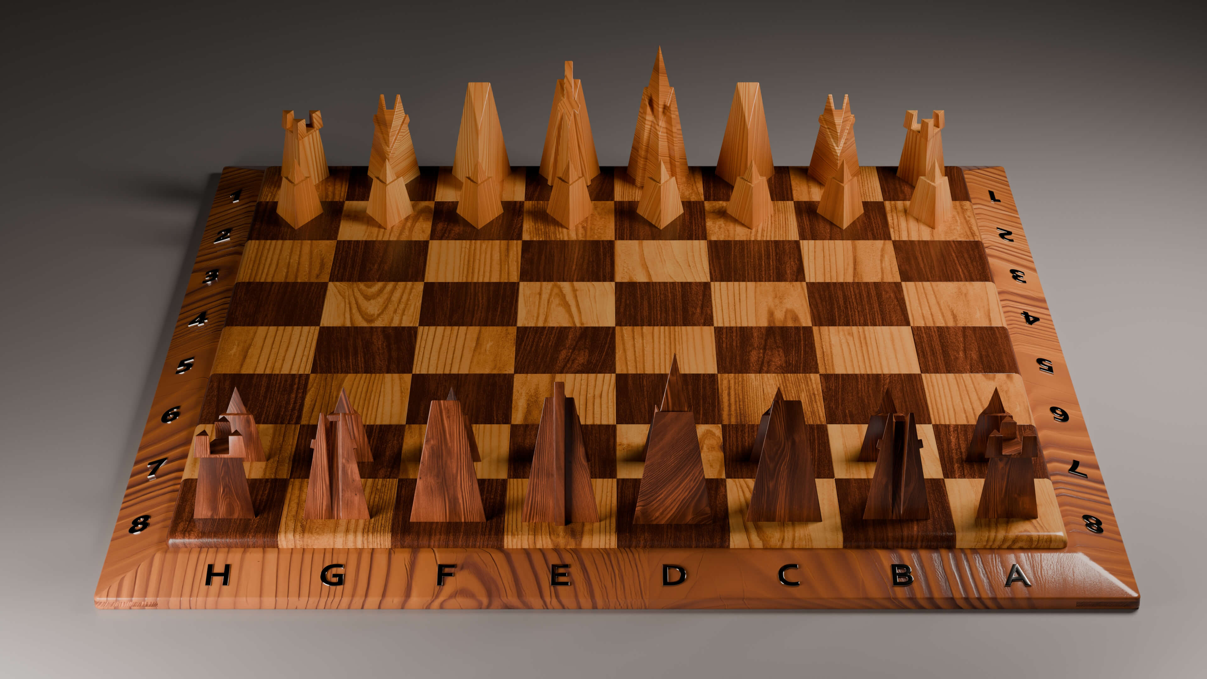 Wooden Chessboard With Pieces - 3D Model by Usama_Mughal