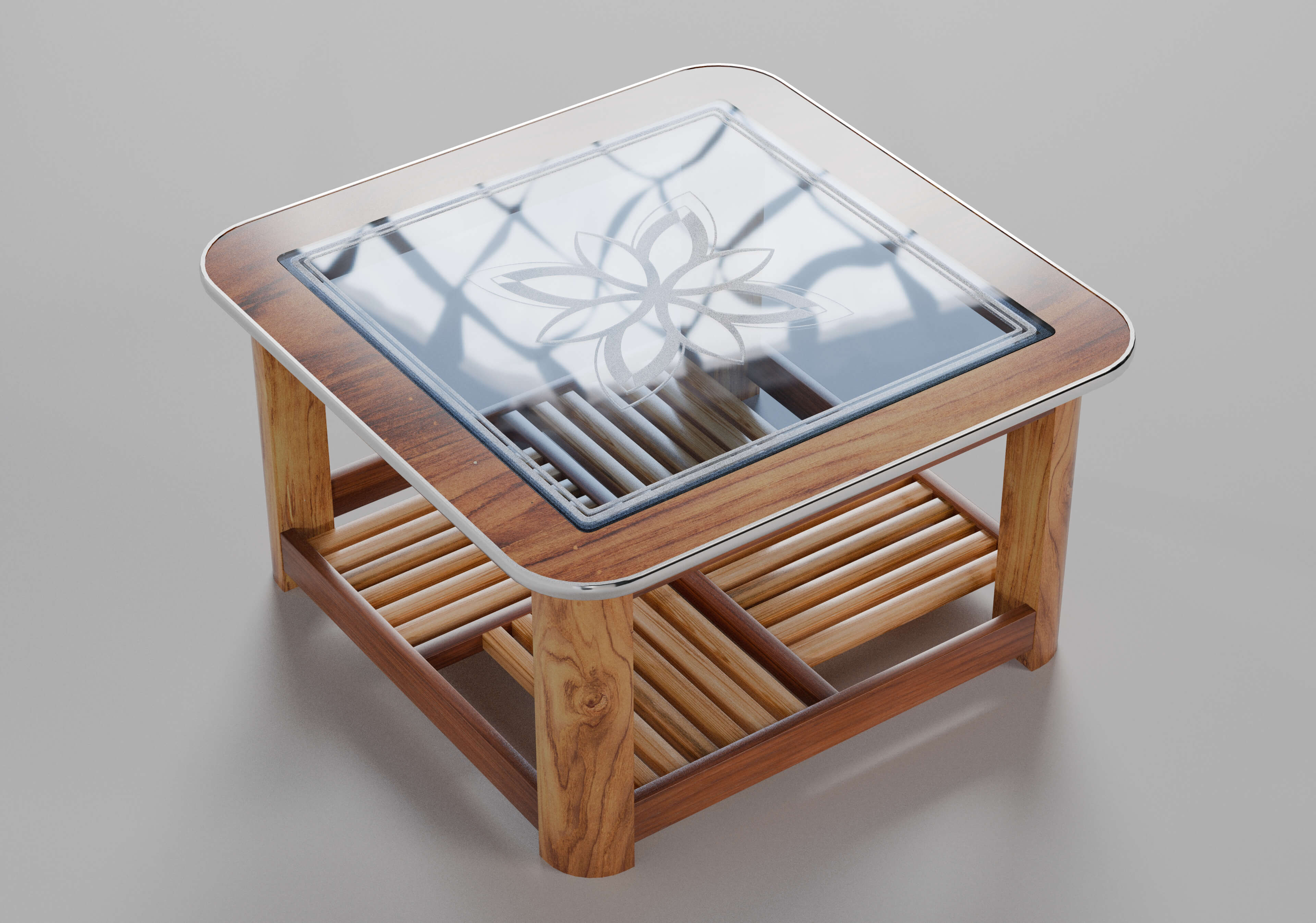Wooden Glass Table - Free 3D Model by Usama_Mughal