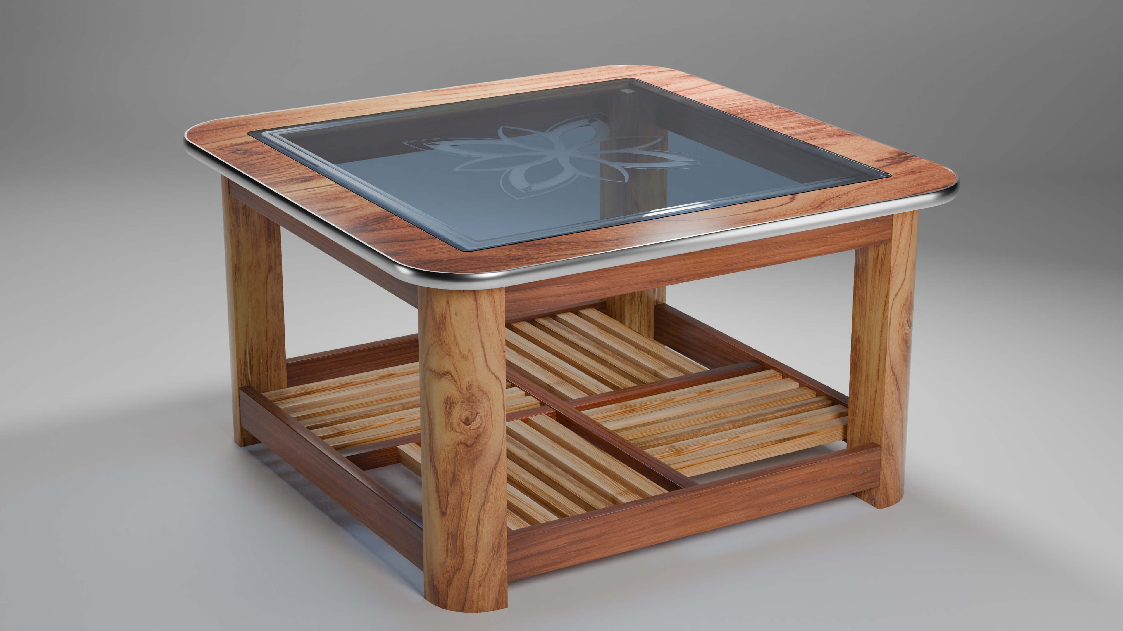 Wooden Glass Table - Free 3D Model by Usama_Mughal