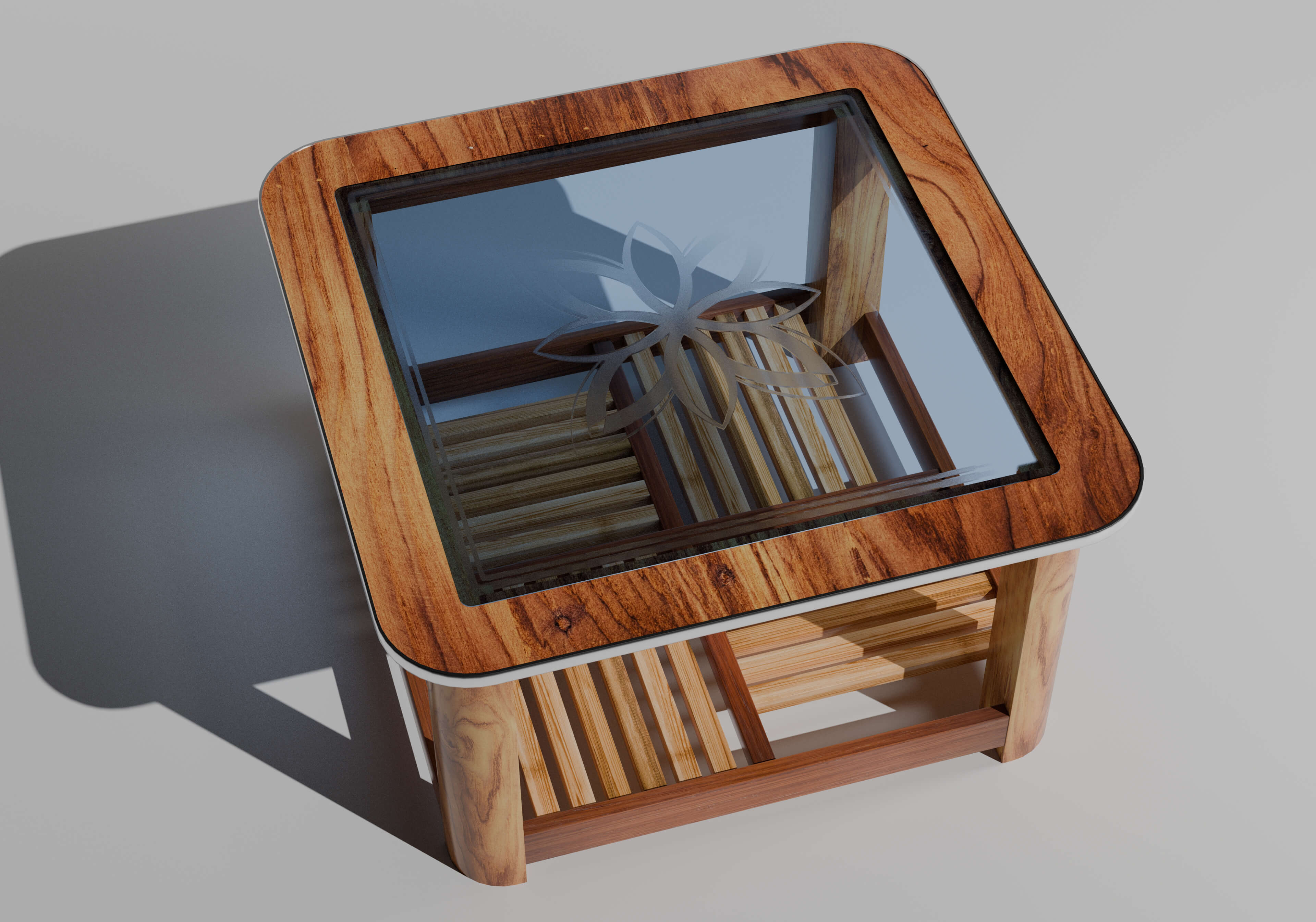 Wooden Glass Table - Free 3D Model by Usama_Mughal
