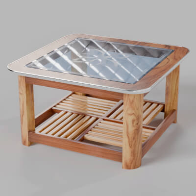 Wooden Glass Table - Free 3D Model by Usama_Mughal