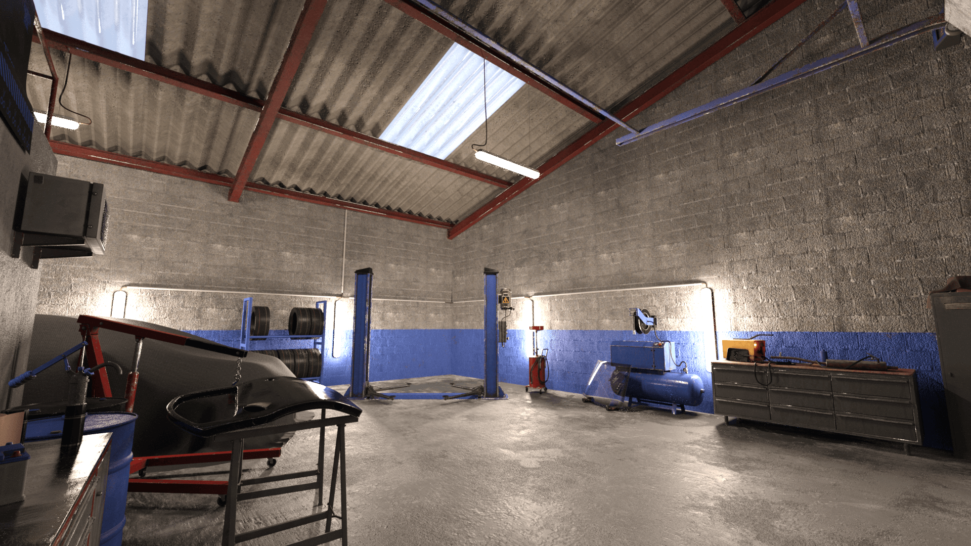 Infinite Garage 3D Render, Digital Art by V8Infinite