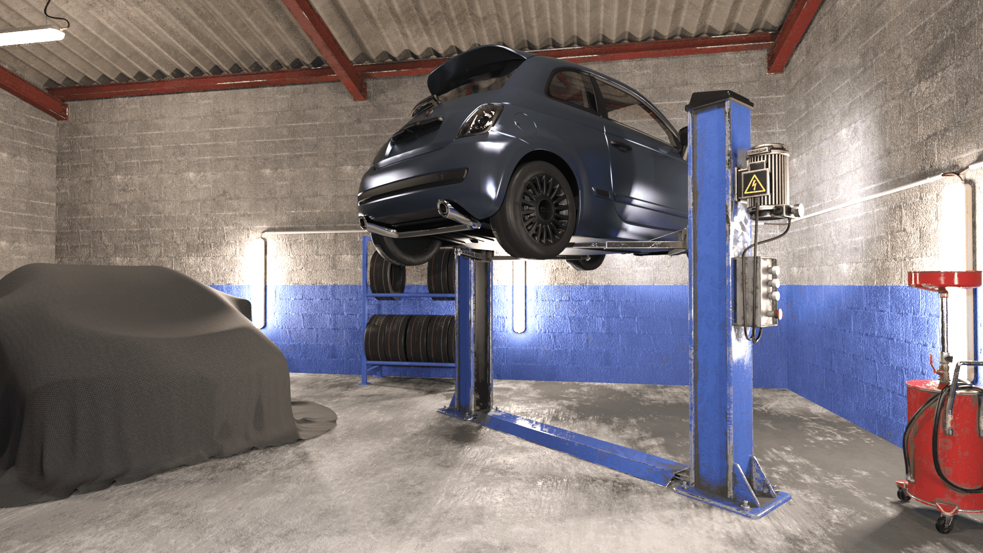 Infinite Garage 3D Render, Digital Art by V8Infinite