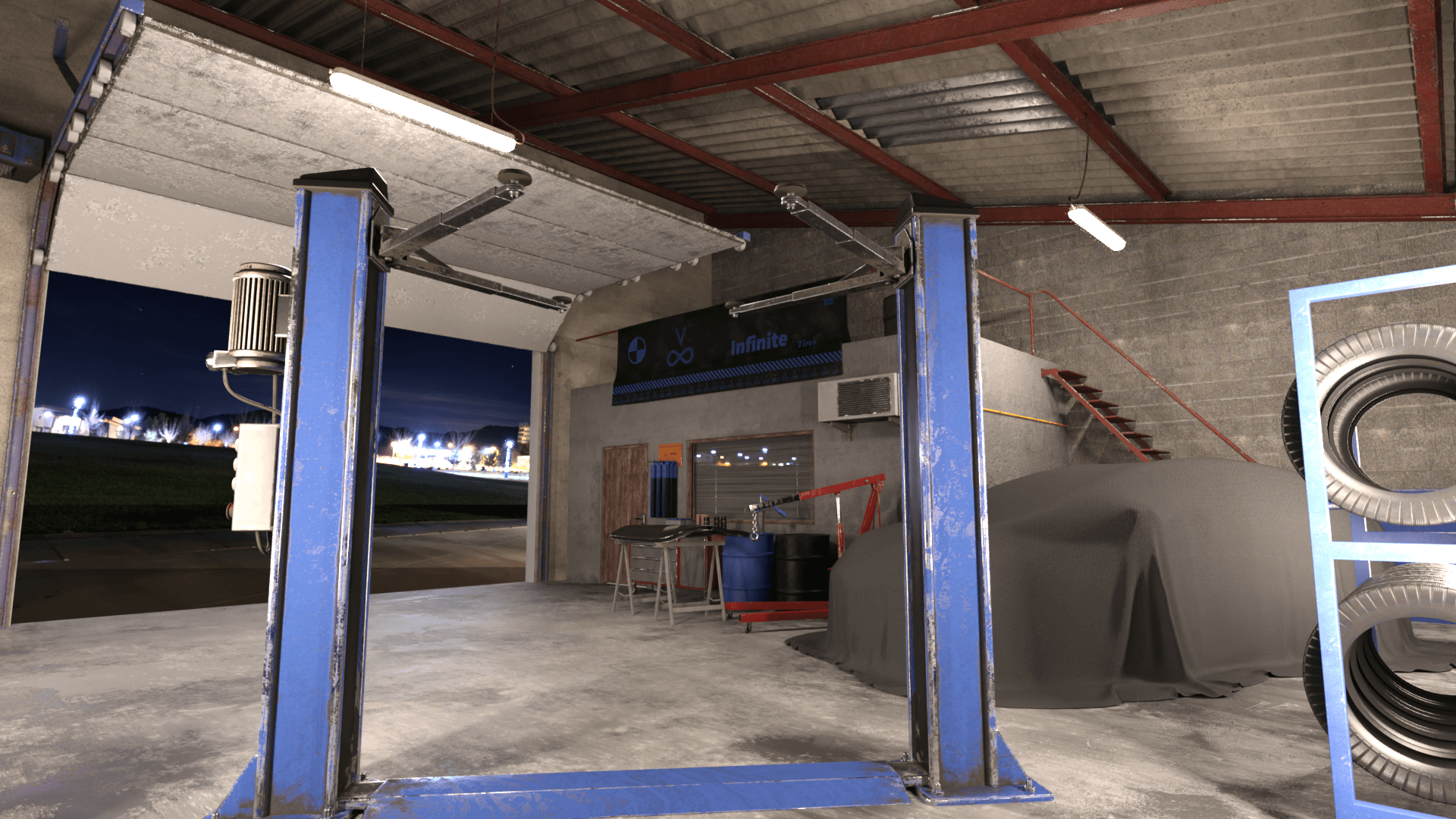Infinite Garage 3D Render, Digital Art by V8Infinite
