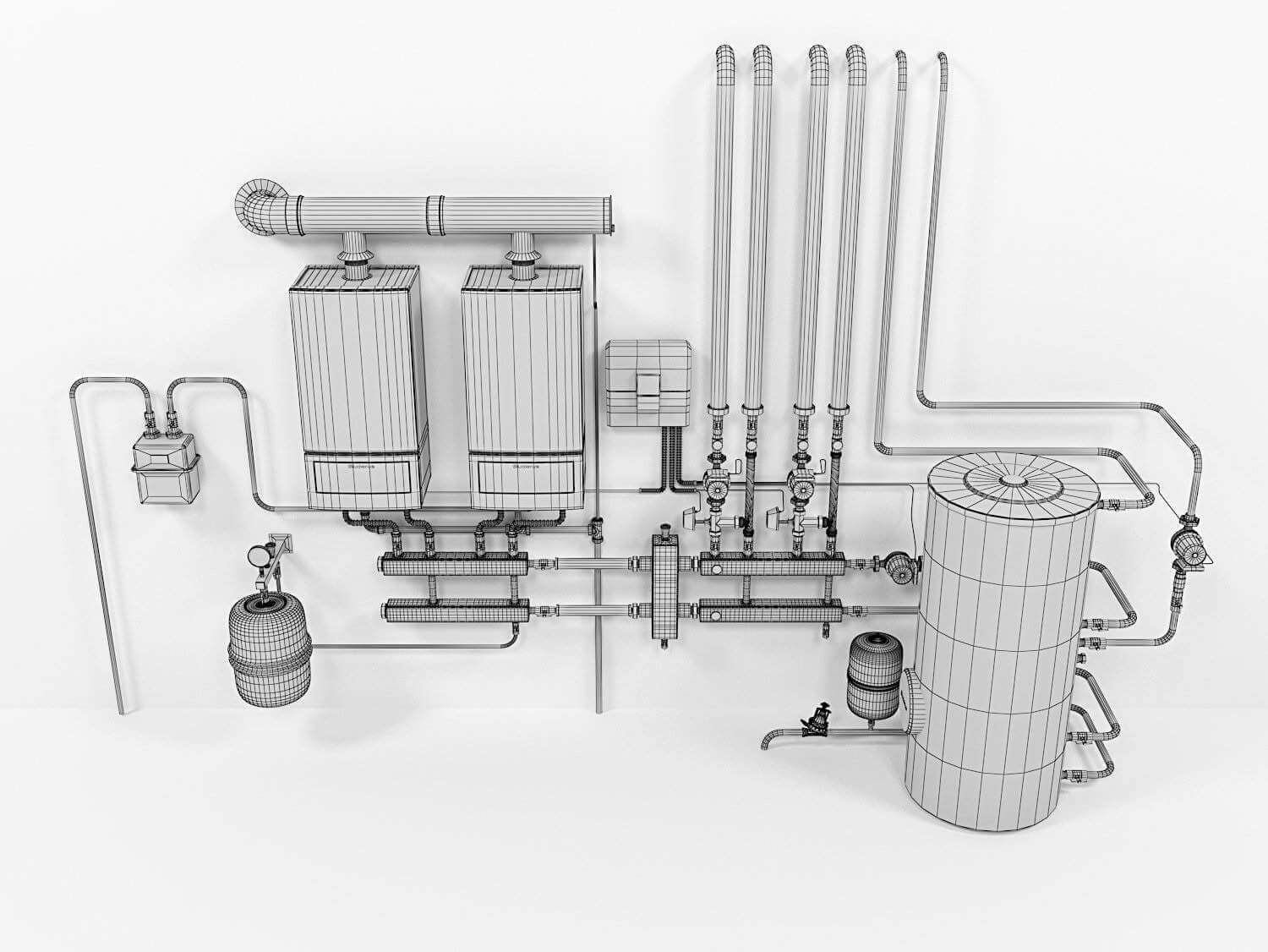 Buderus GB062-24 Cascade Heating System 3D Model by vadimche