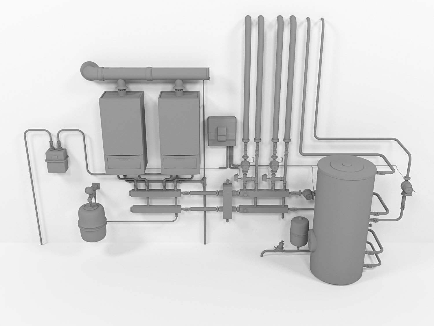 Buderus GB062-24 Cascade Heating System 3D Model by vadimche