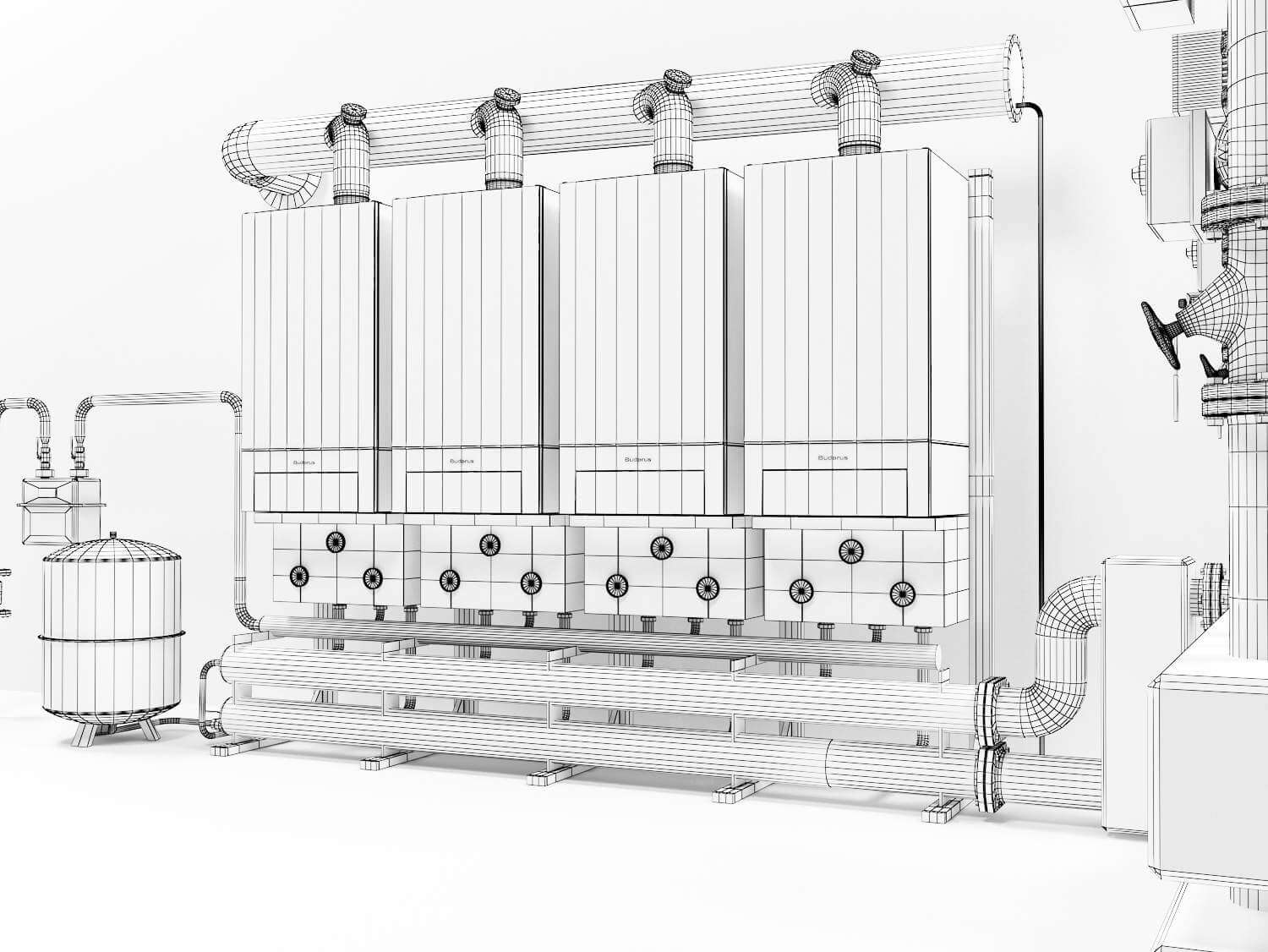 Buderus GB162-100 400kW Cascade Heating Instalation 3D Model by vadimche