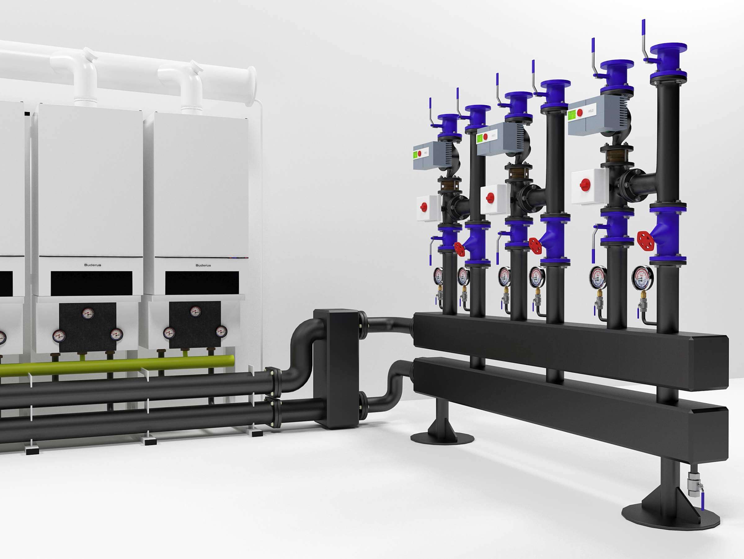 Buderus GB162-100 400kW Cascade Heating Instalation 3D Model by vadimche