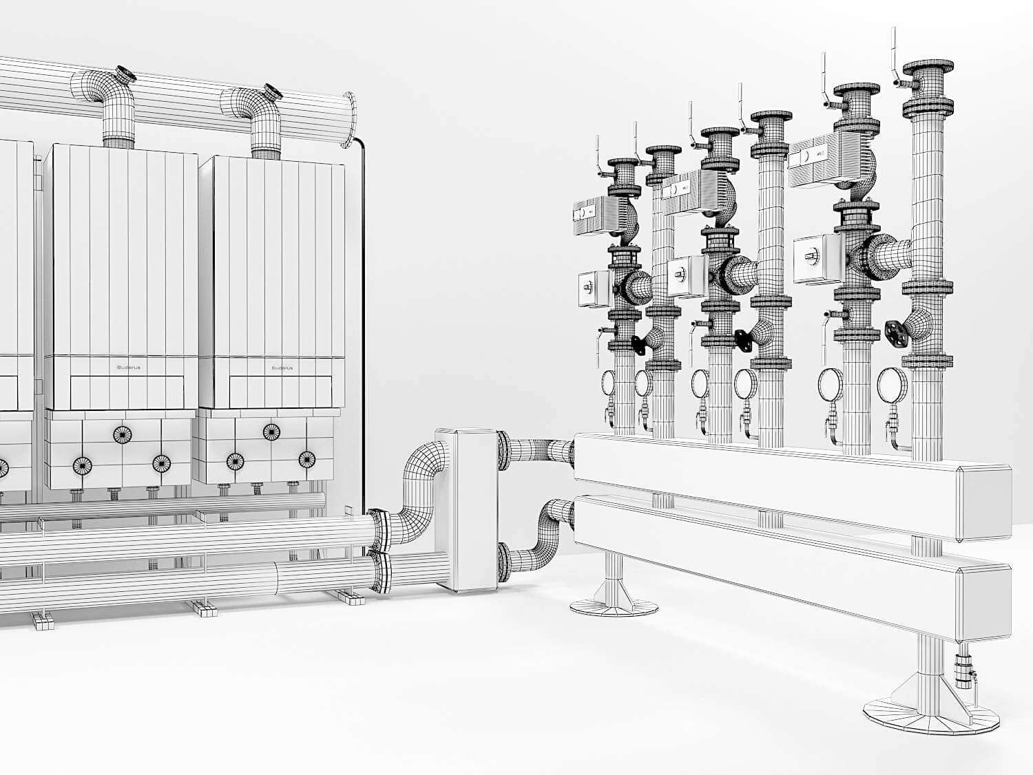 Buderus GB162-100 400kW Cascade Heating Instalation 3D Model by vadimche