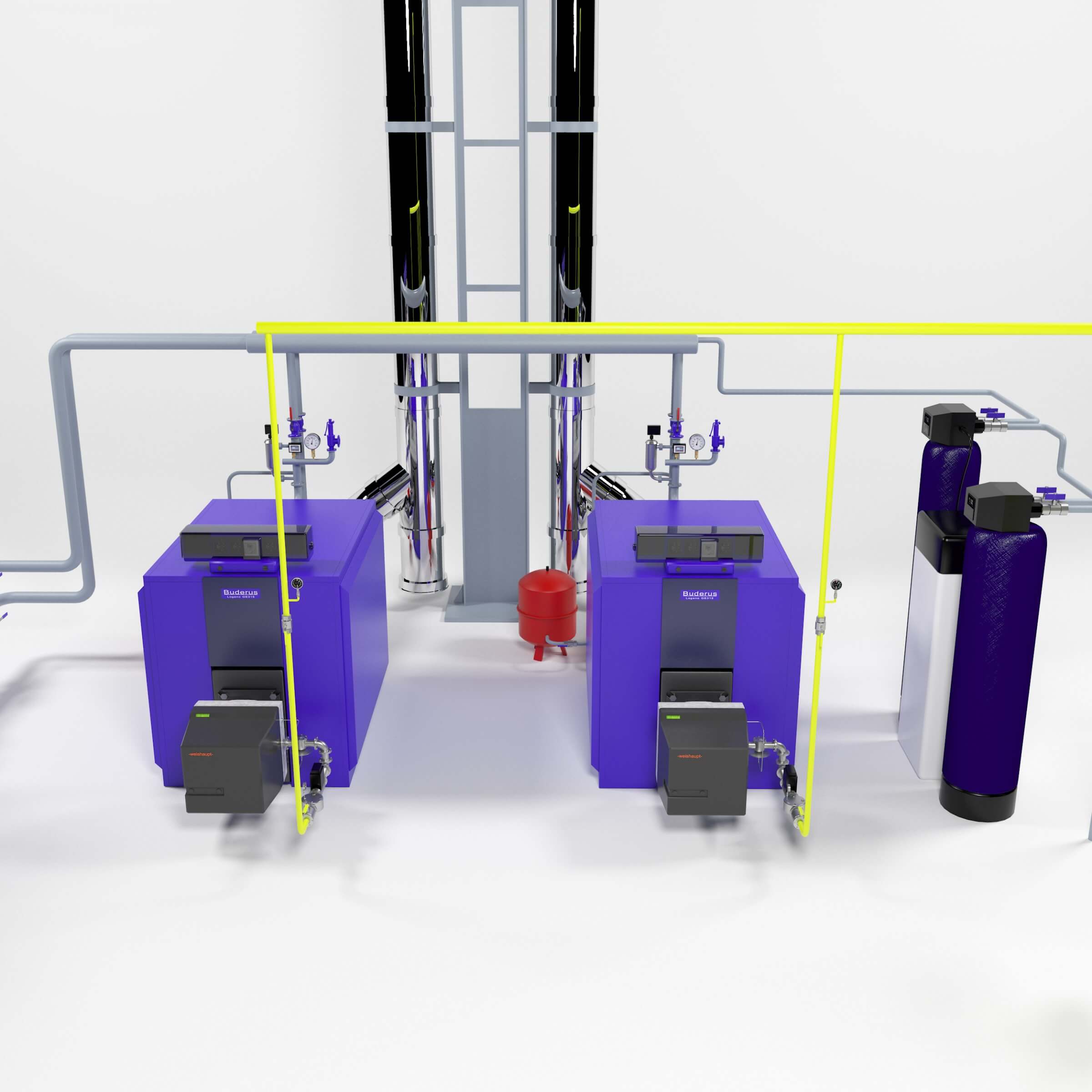 Buderus GE315-140 Heating Instalation 3D Model by vadimche