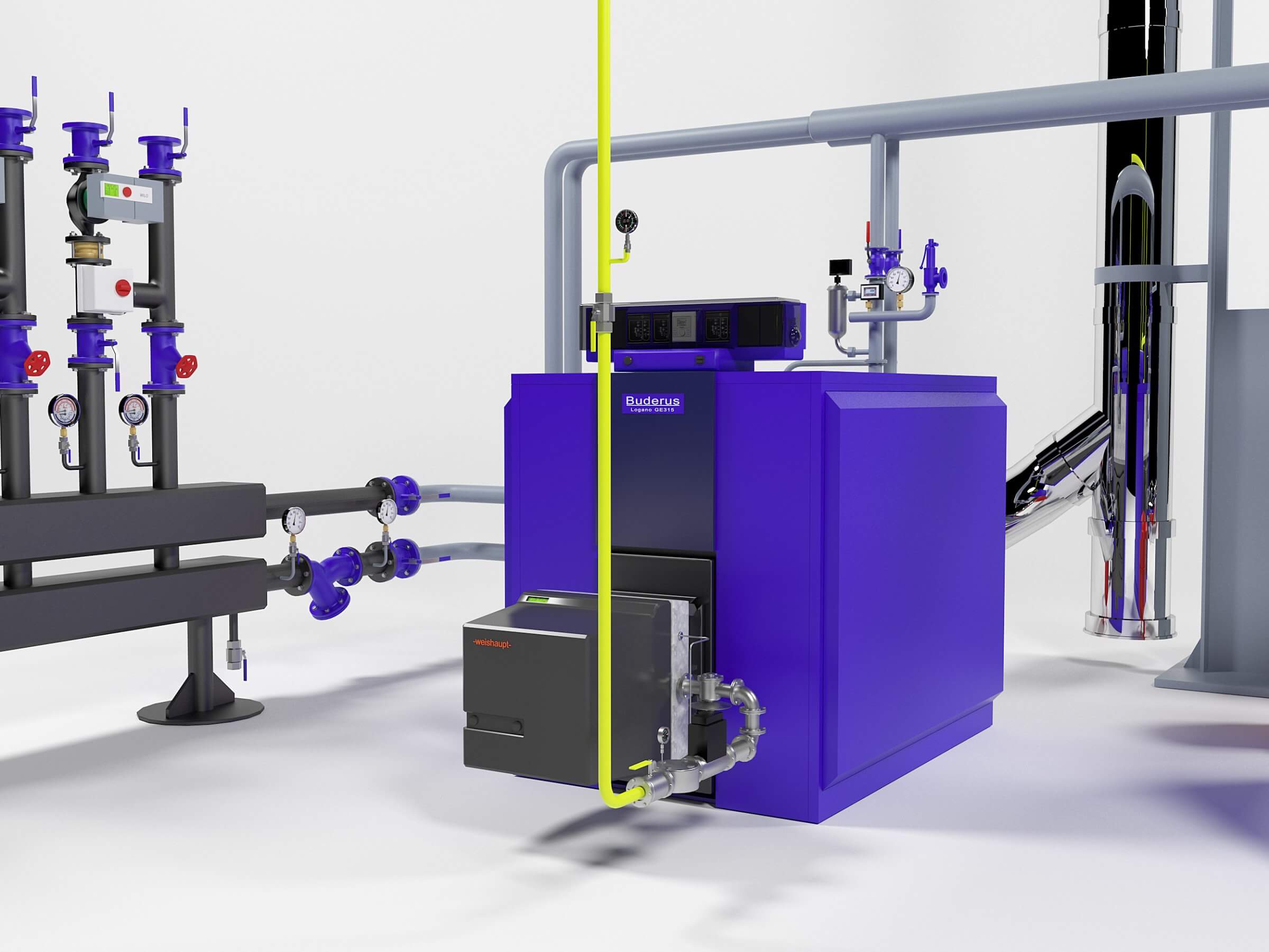 Buderus GE315-140 Heating Instalation 3D Model by vadimche