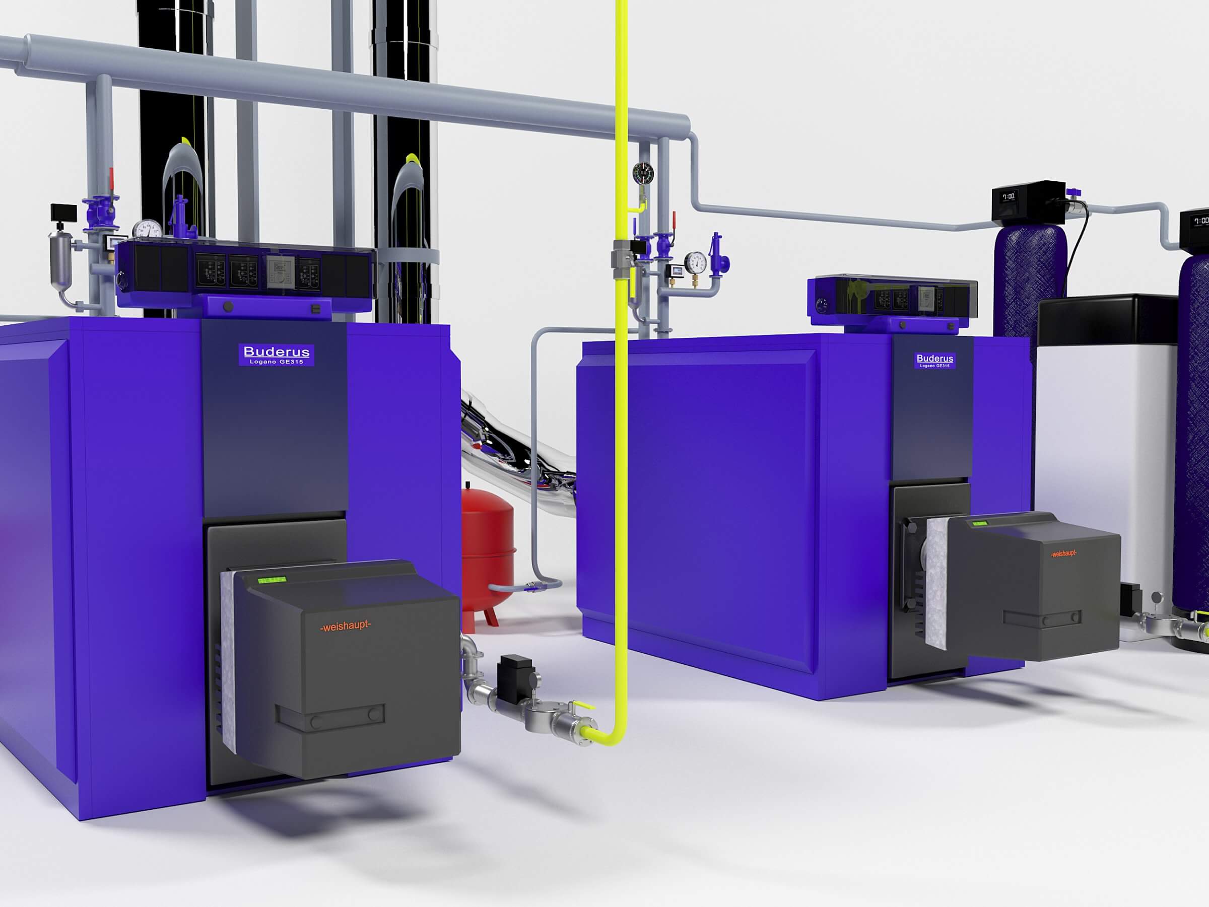 Buderus GE315-140 Heating Instalation 3D Model by vadimche