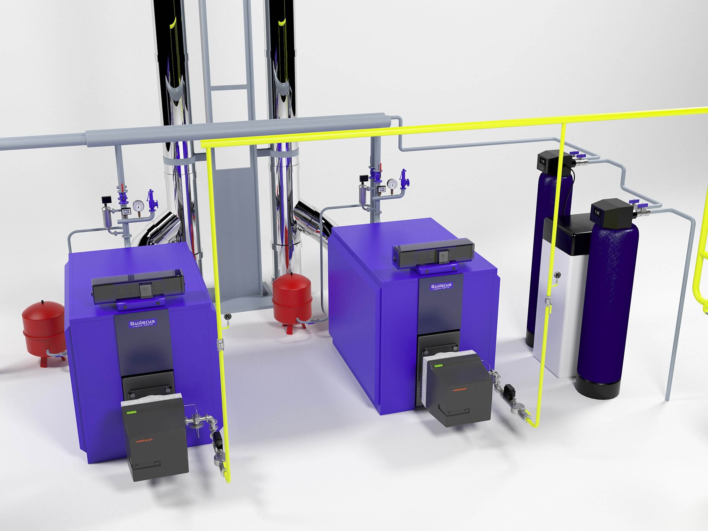 Buderus GE315-140 Heating Instalation 3D Model by vadimche