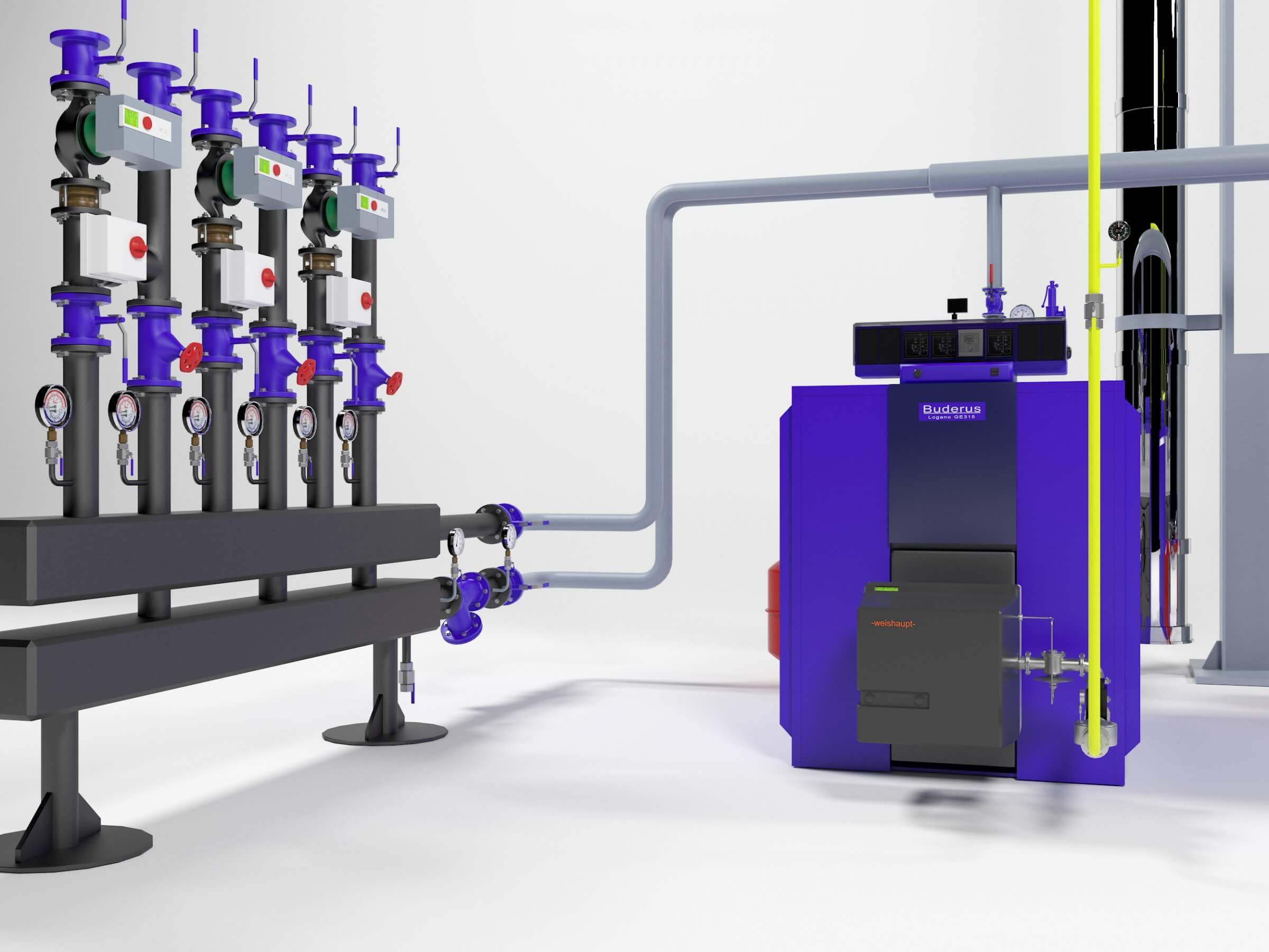 Buderus GE315-140 Heating Instalation 3D Model by vadimche