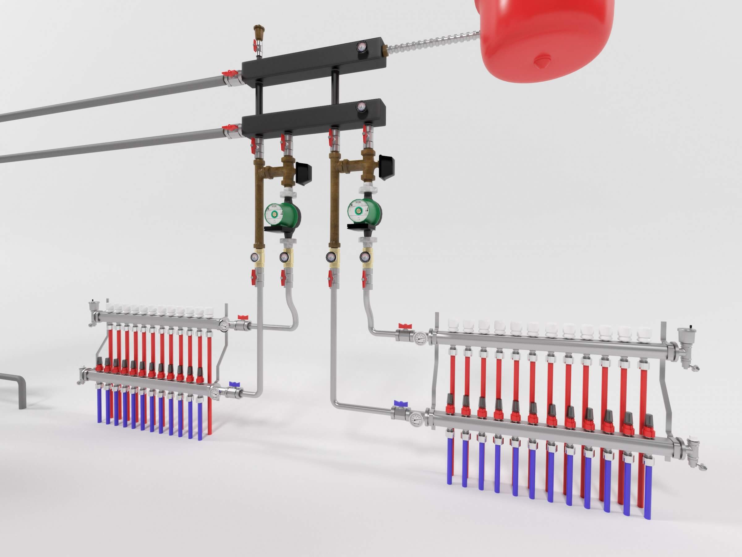 Heating Instalation with Heatpump and Solar System - 3D Model by vadimche