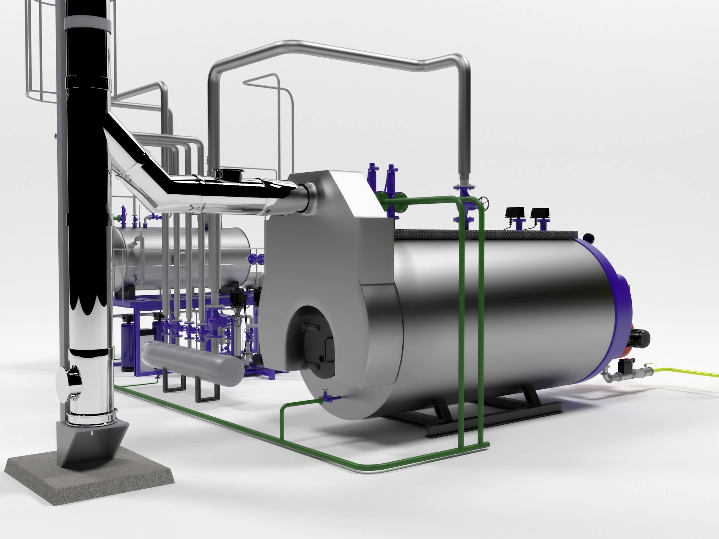 Steam Boiler Plant with Equipment - 3D Model by vadimche