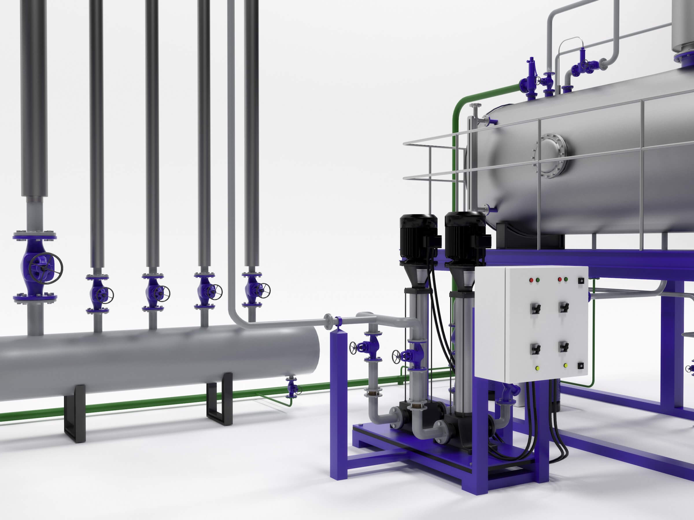 Steam Boiler Plant with Equipment - 3D Model by vadimche