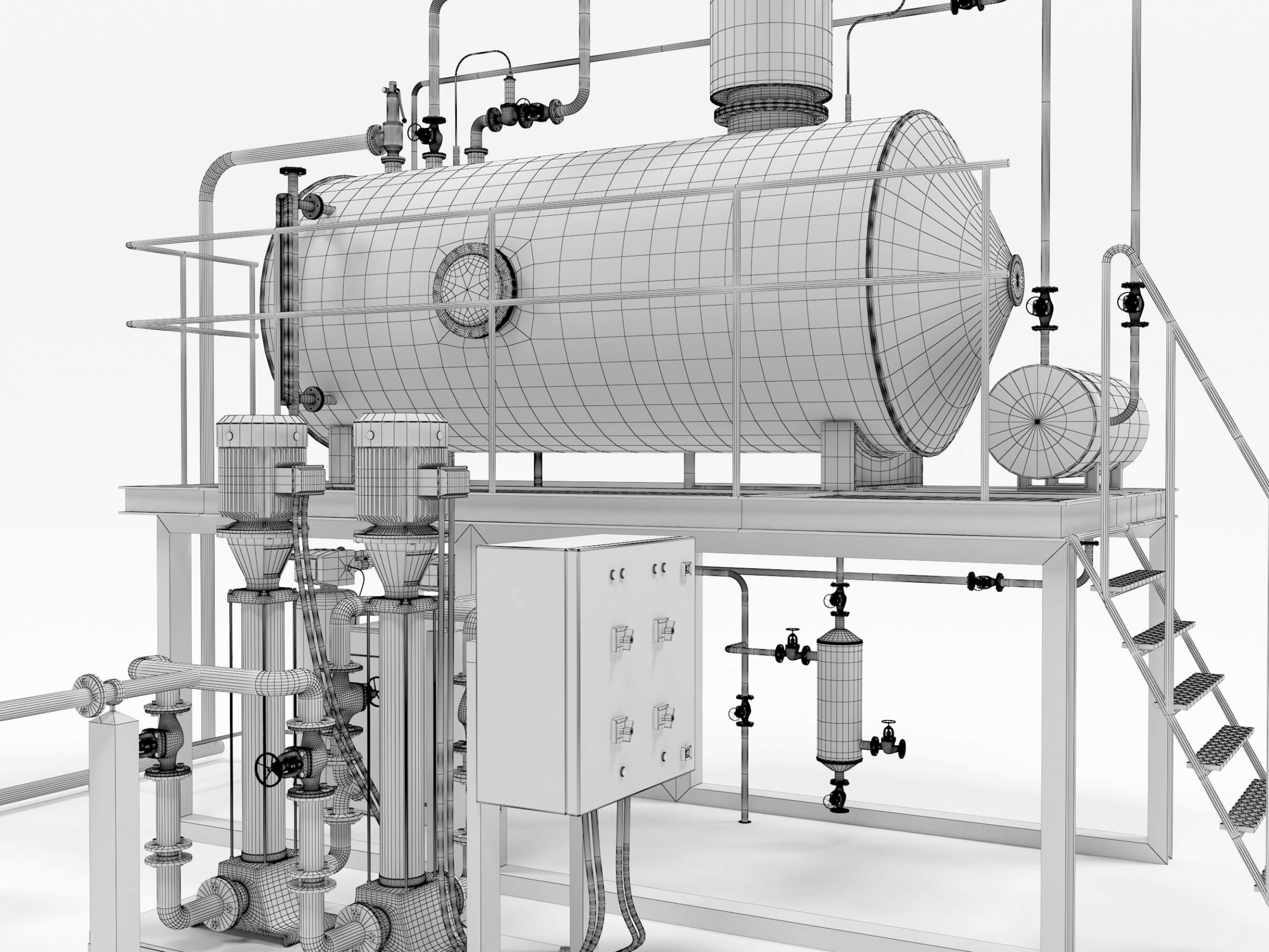 Steam Boiler Plant with Equipment - 3D Model by vadimche