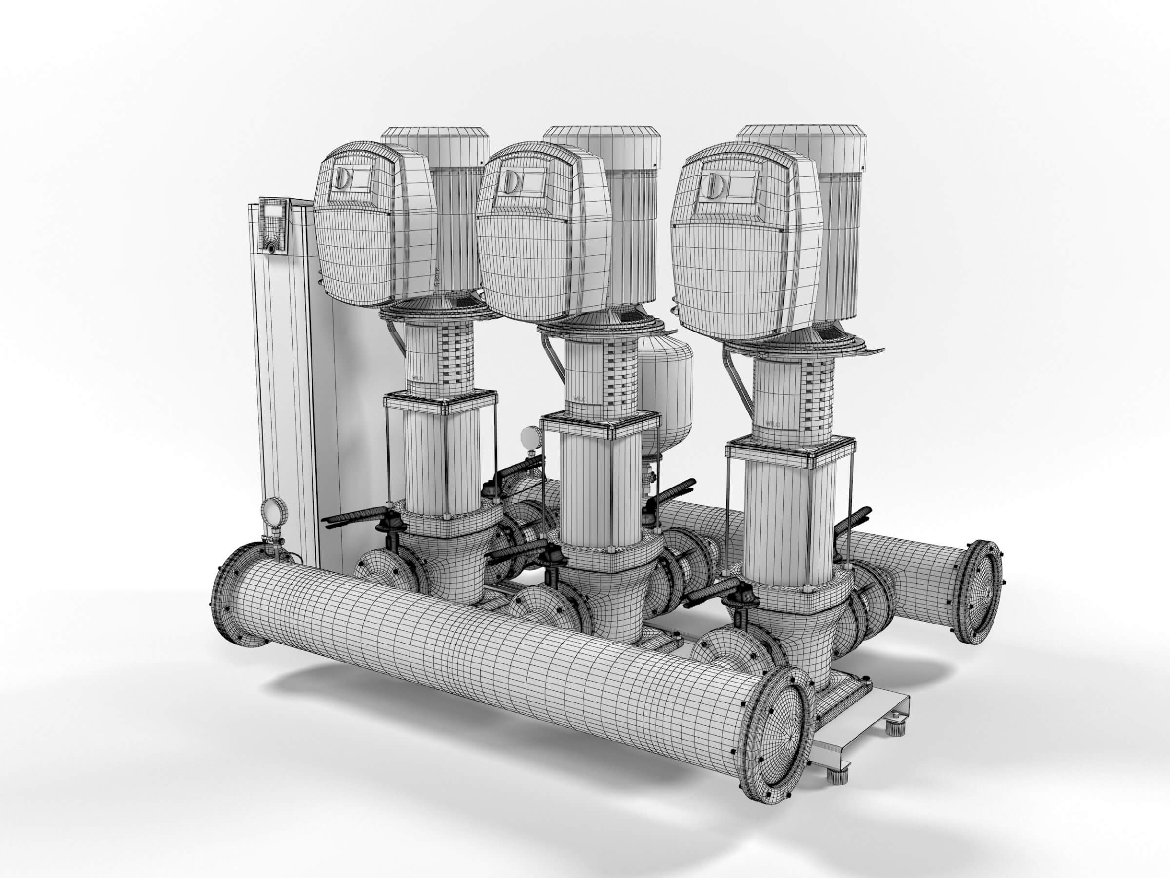 Wilo SiBoost Smart Helix VE5205 Pump Station - 3D Model by vadimche
